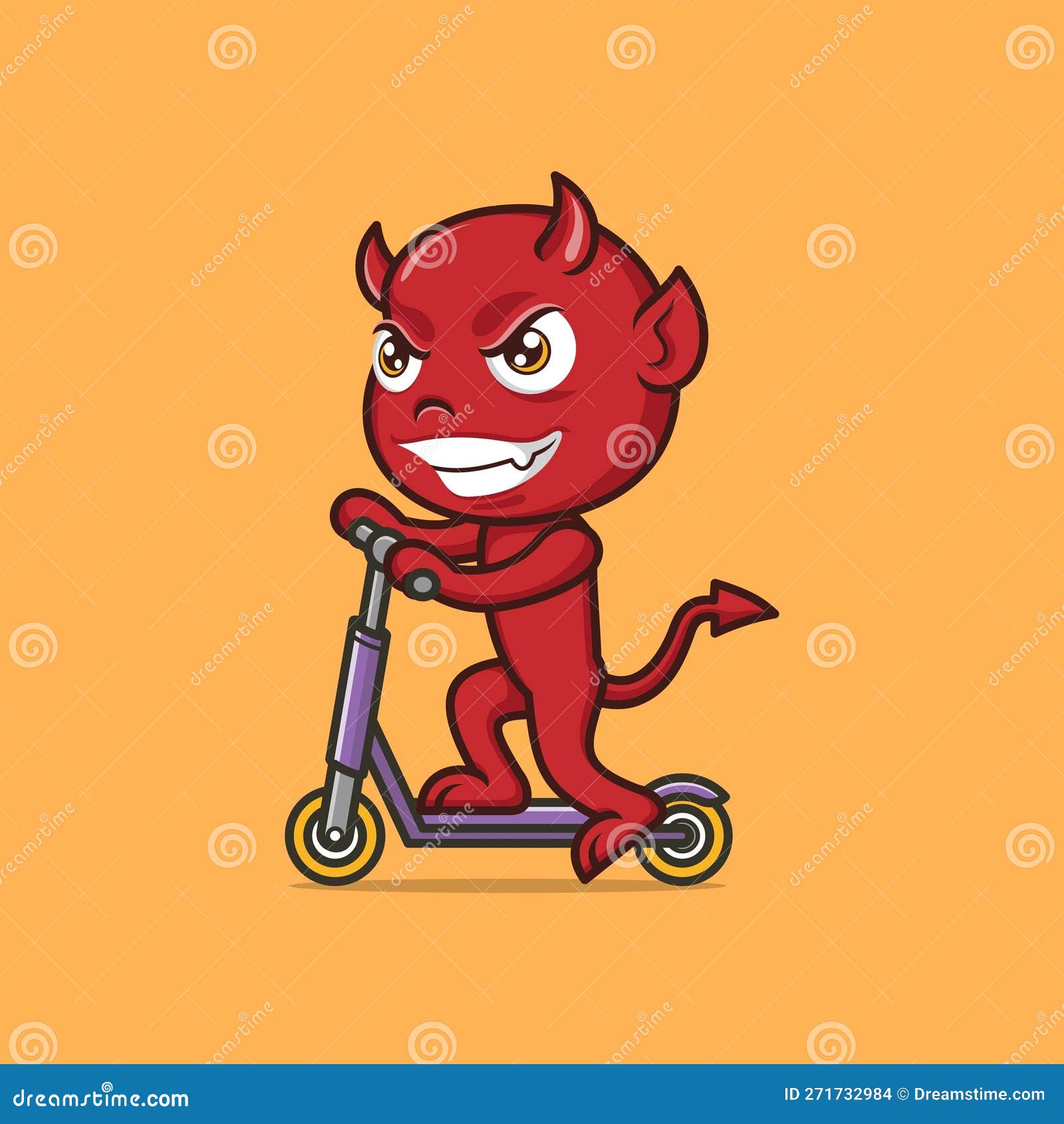 Cute devil scooter stock vector. Illustration of cool - 271732984