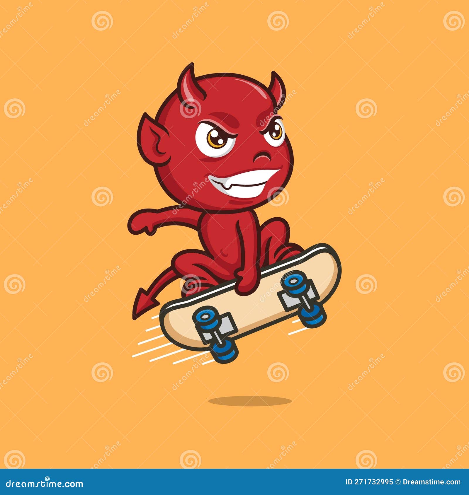 Cute devil skateboarding stock vector. Illustration of celebration ...