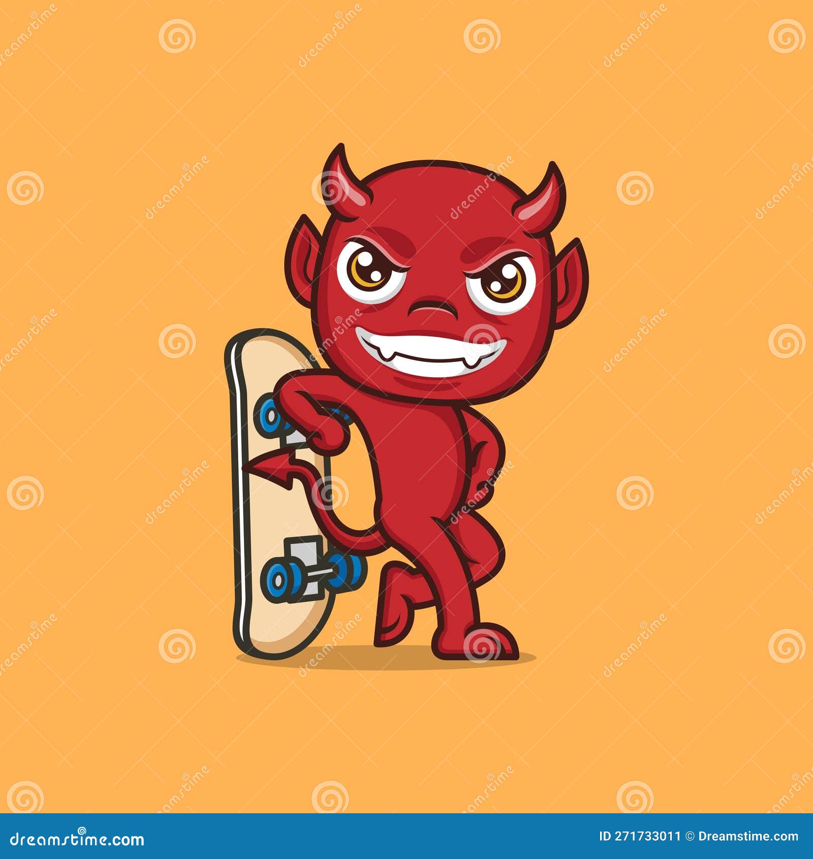 Cute devil skateboarding stock vector. Illustration of skateboard ...