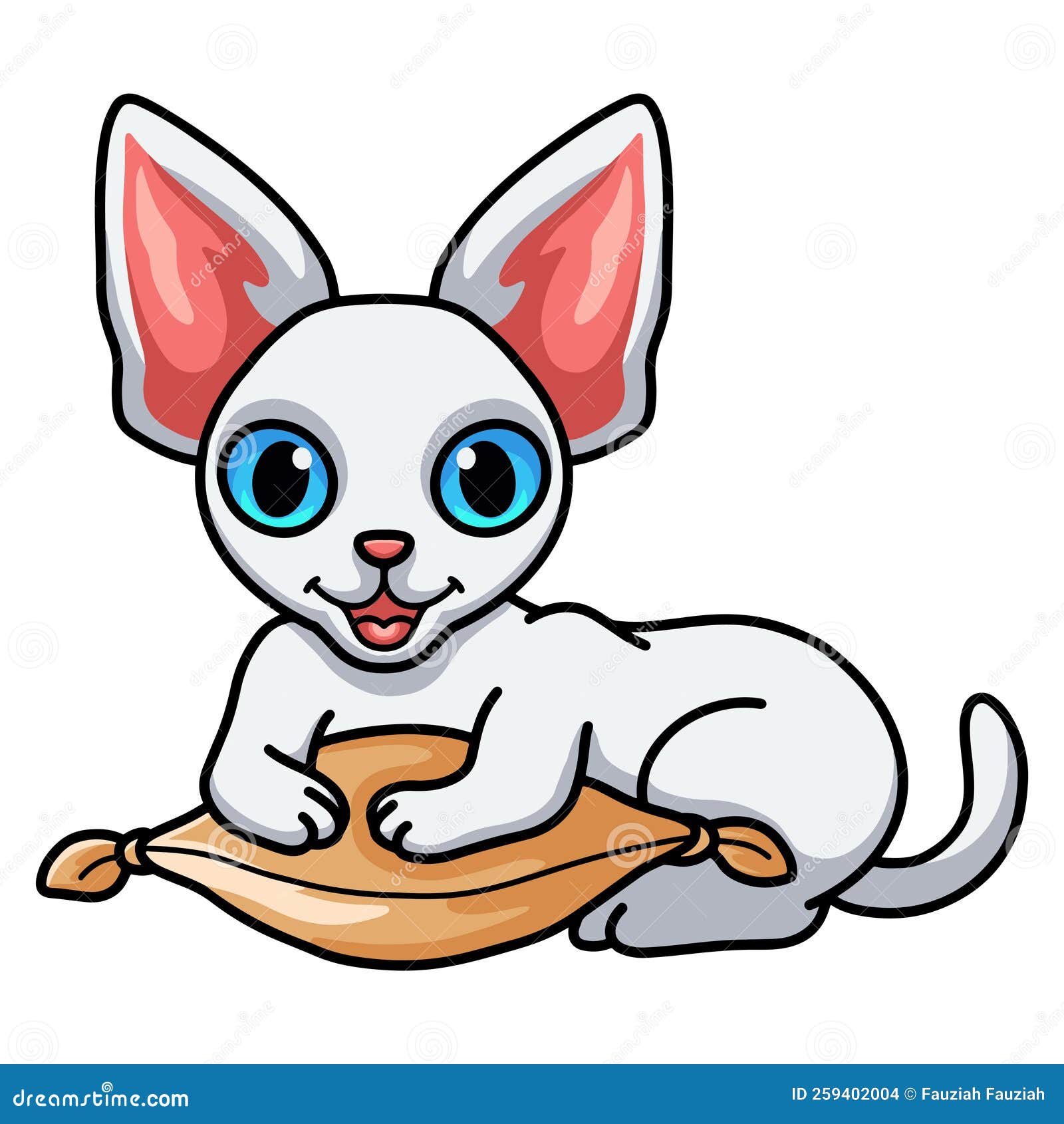 Cute Devon Rex Cat Cartoon on the Pillow Stock Vector - Illustration of ...