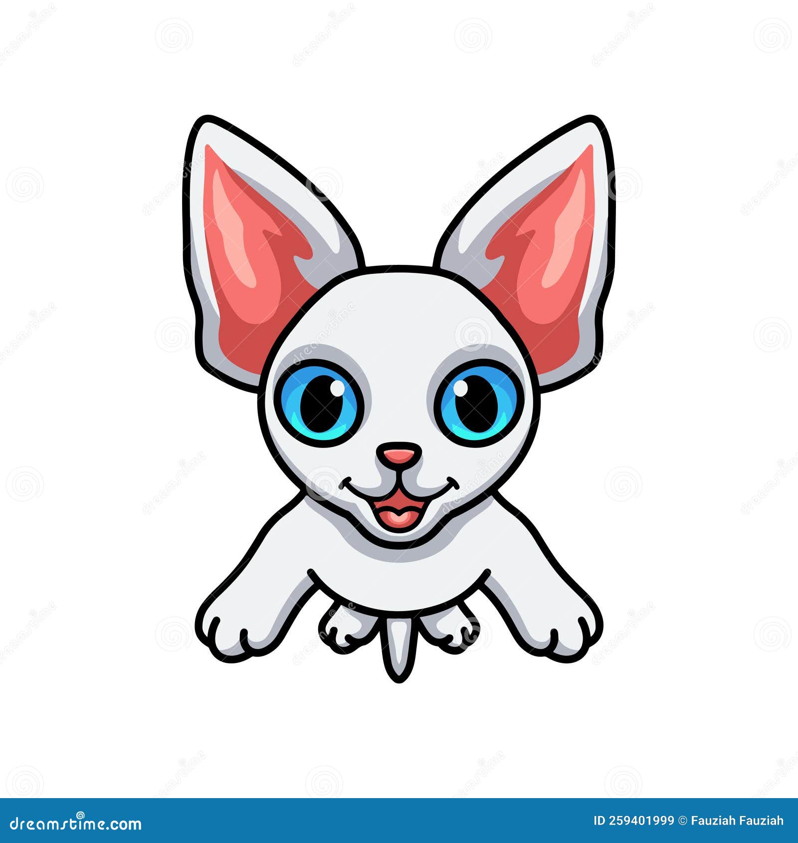 Cute Devon Rex Cat Cartoon Posing Stock Vector - Illustration of kawaii ...