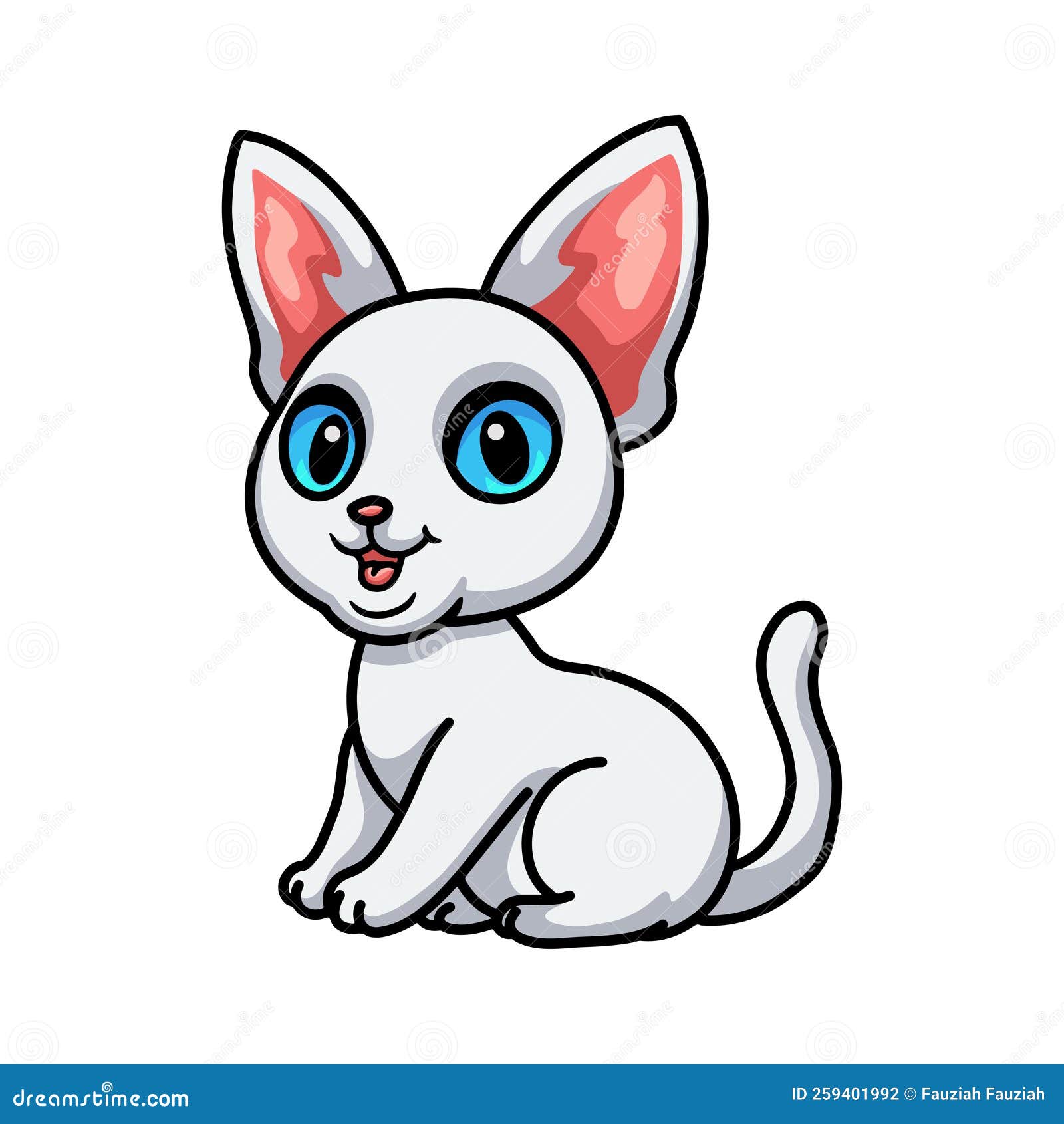 Cute Devon Rex Cat Cartoon Sitting Stock Vector - Illustration of ...