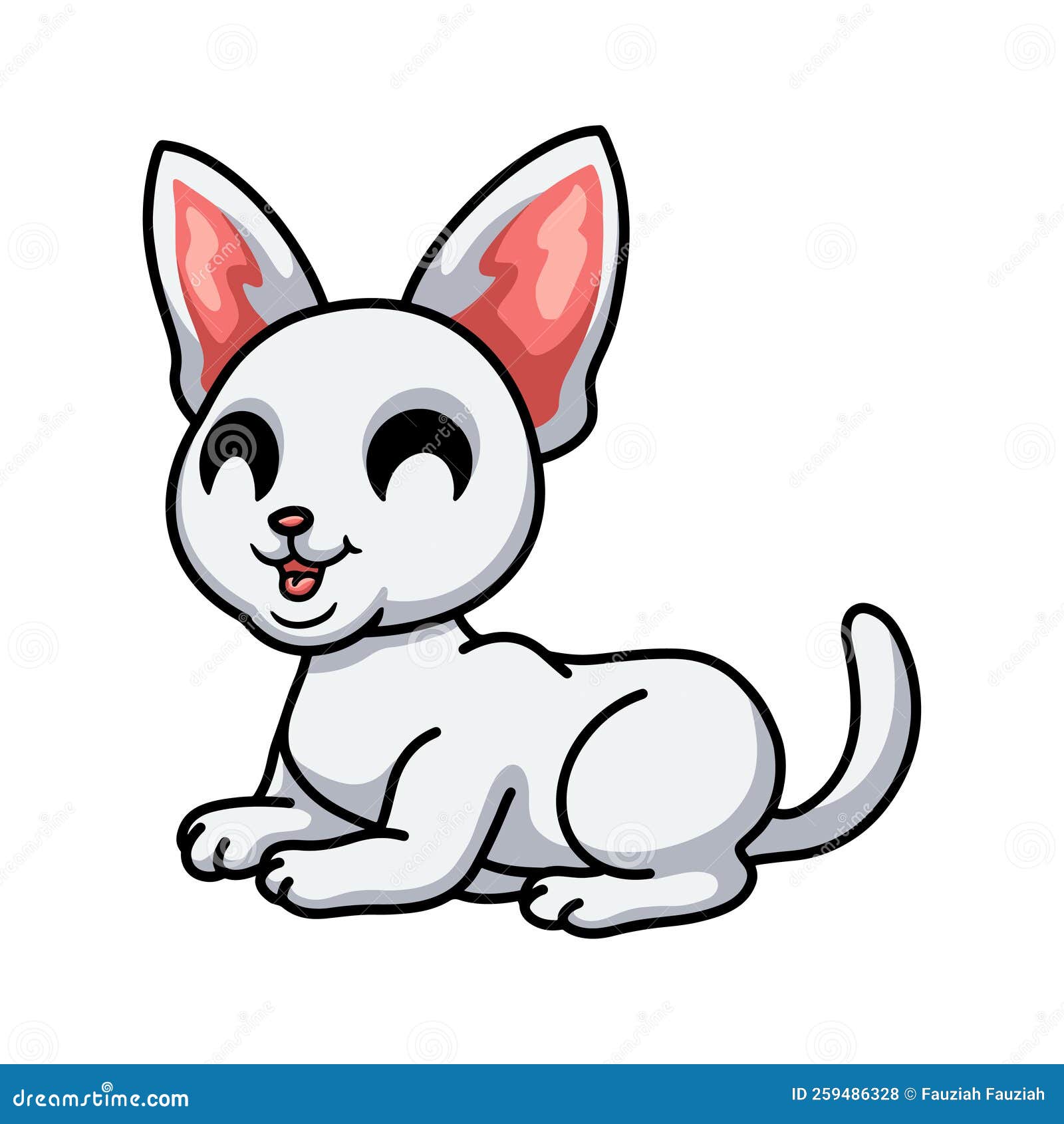 Cute Devon Rex Cat Cartoon Sitting Stock Vector - Illustration of ...
