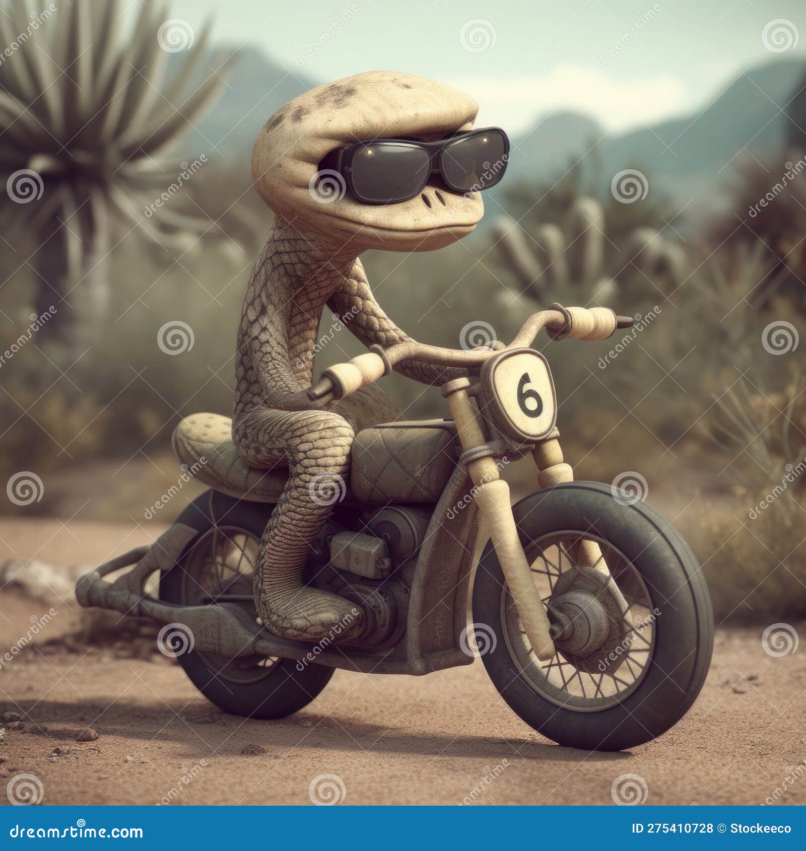 Cute Diamondback Rattlesnake on Motorcycle Stock Illustration ...