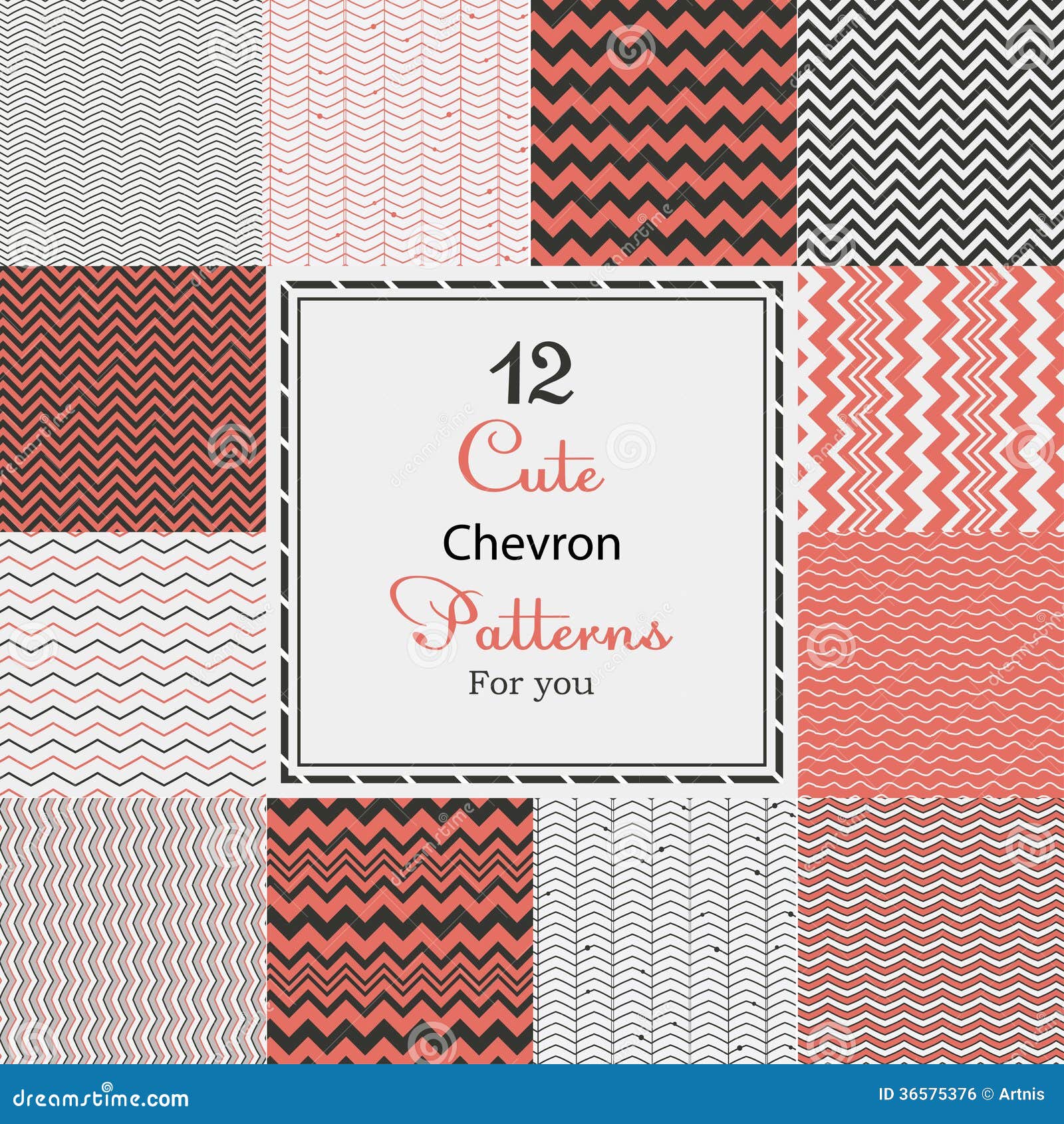 12 Cute Different Chevron Vector Seamless Patterns (tiling). Stock Vector - Illustration of ...