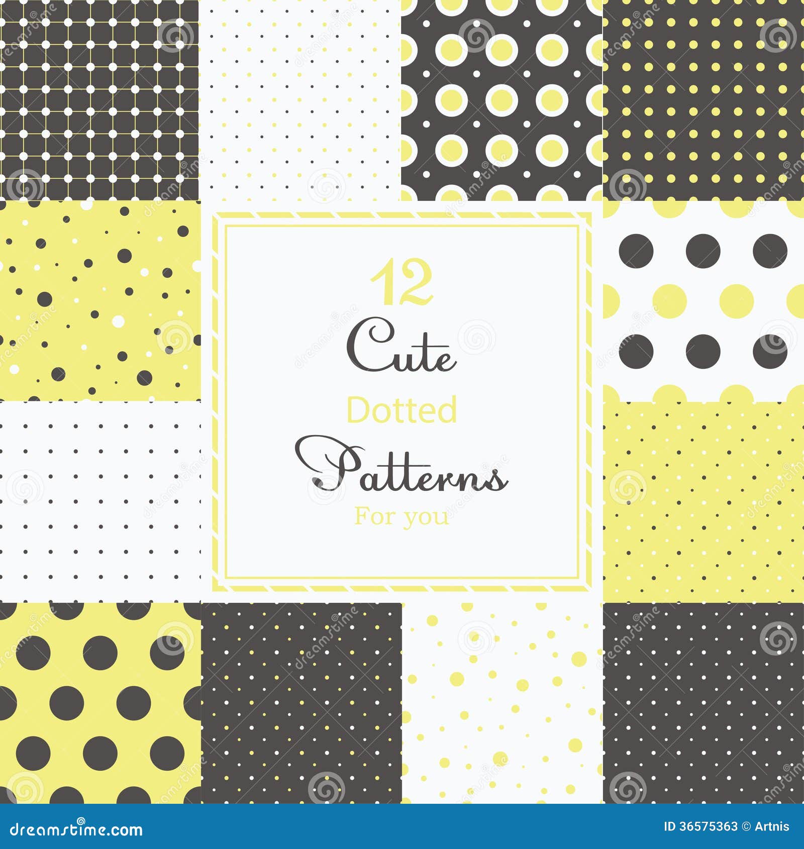 12 Cute Different Dotted Vector Seamless Patterns (tiling). Stock ...