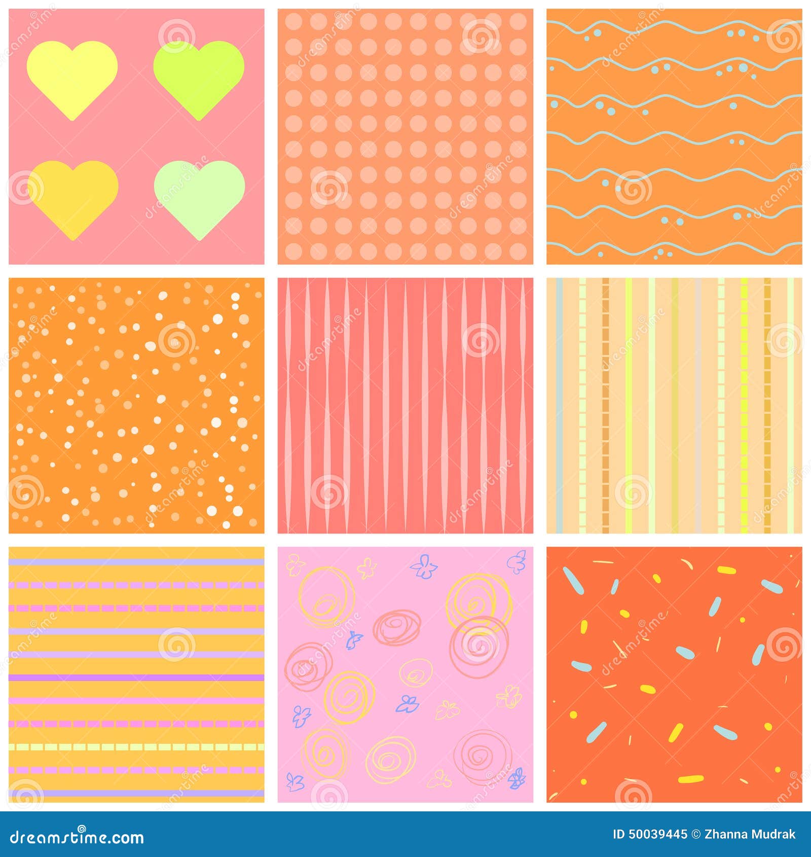 Cute Different Seamless Patterns. Pink and White. Endless Texture Can ...