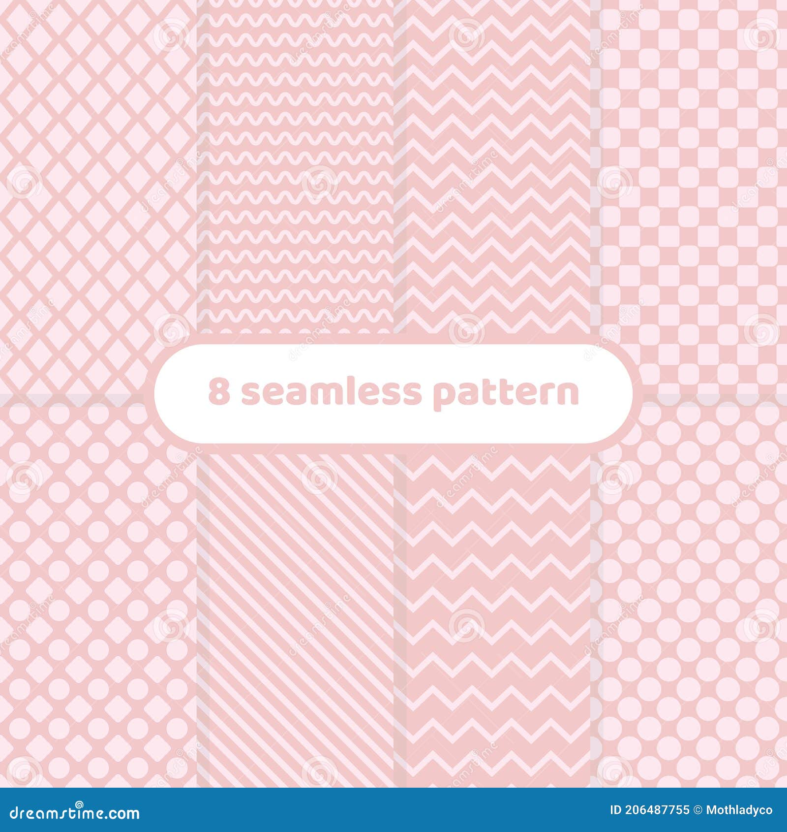 Cute Different Vector Seamless Patterns. Pink Color. Geometric Color ...
