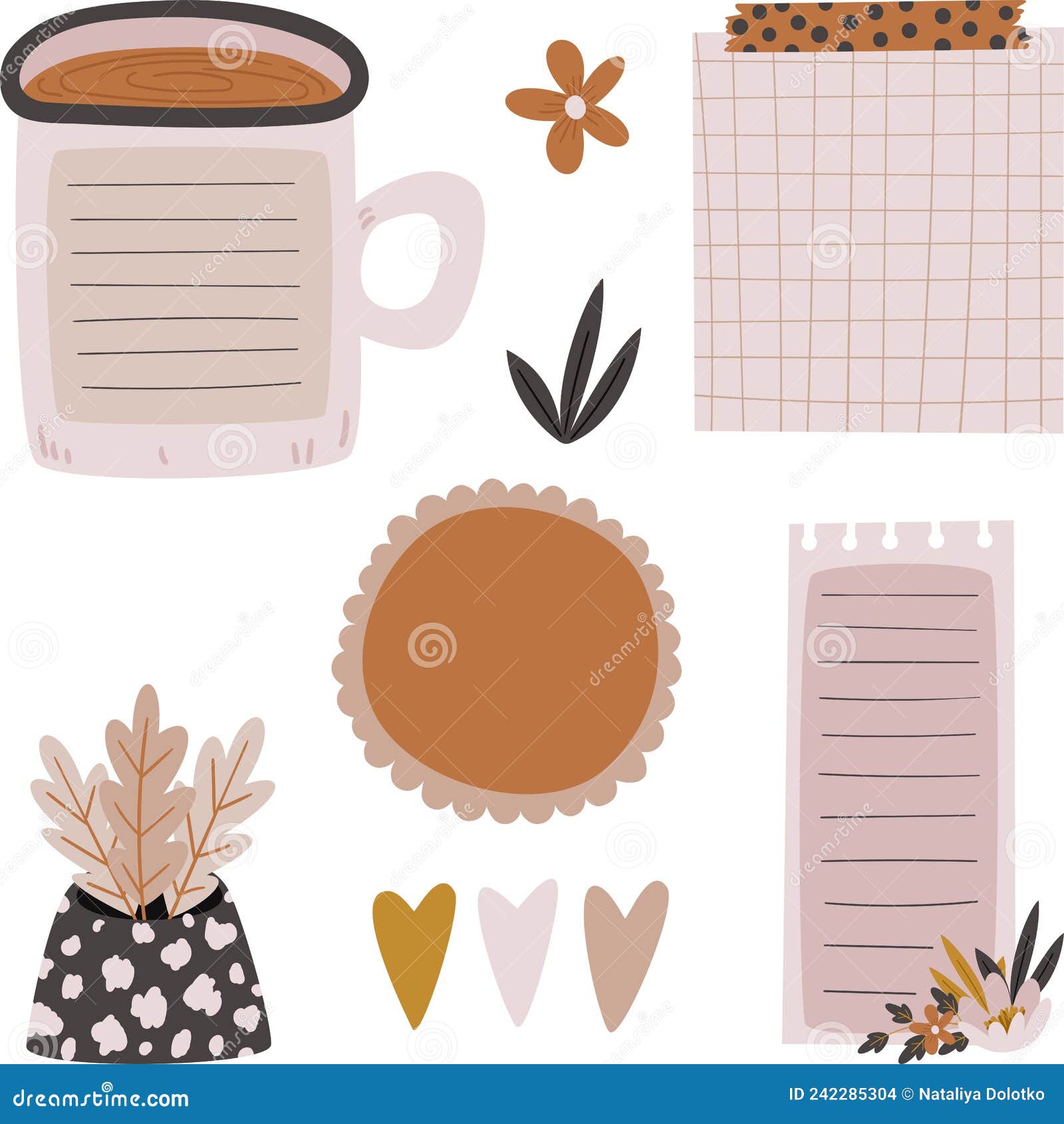 Cute Digiral Papers and Stickers for Bullet Journal, Planner or Snail ...