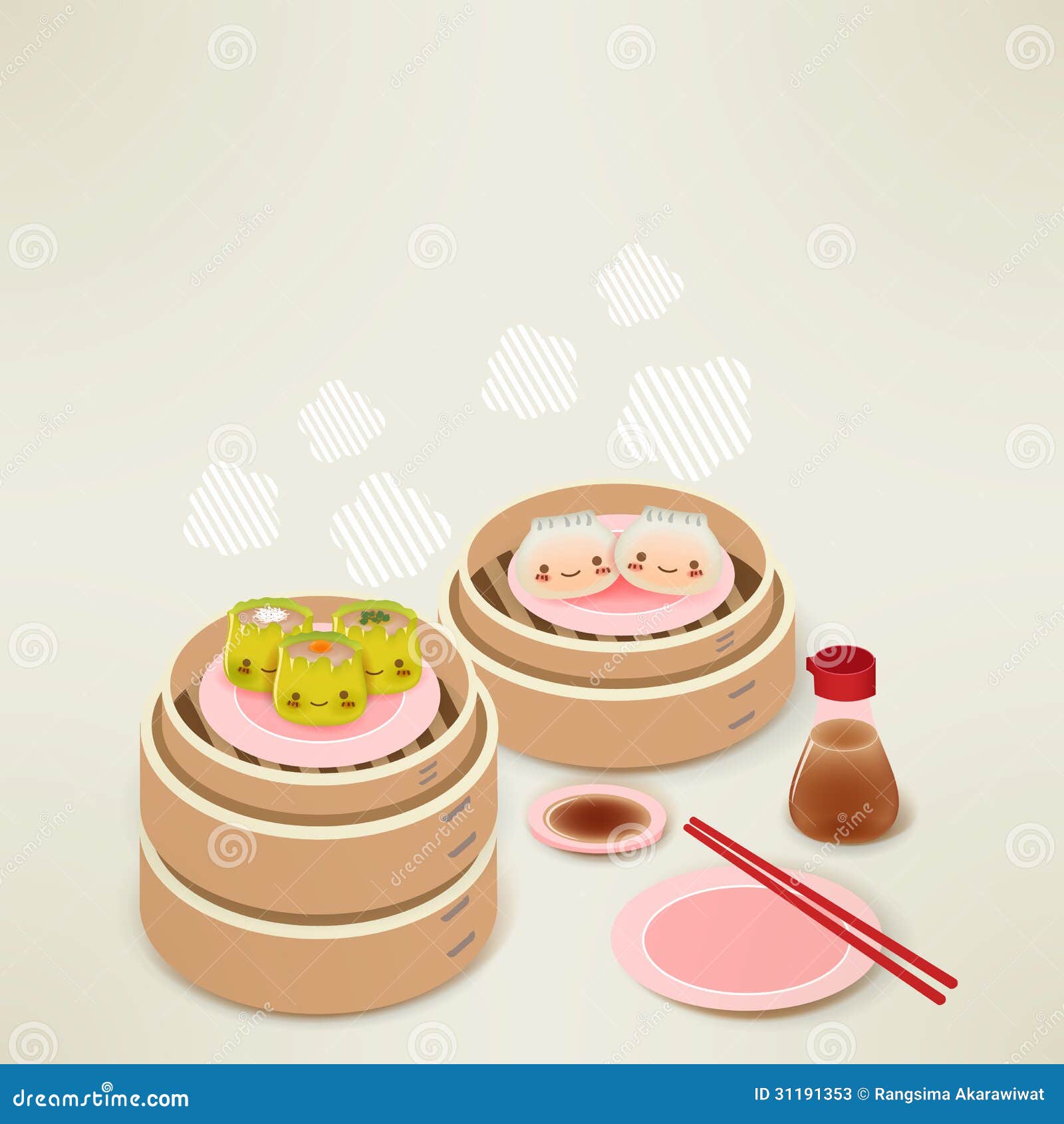 Cute Dim sum stock illustration. Illustration of diet - 31191353
