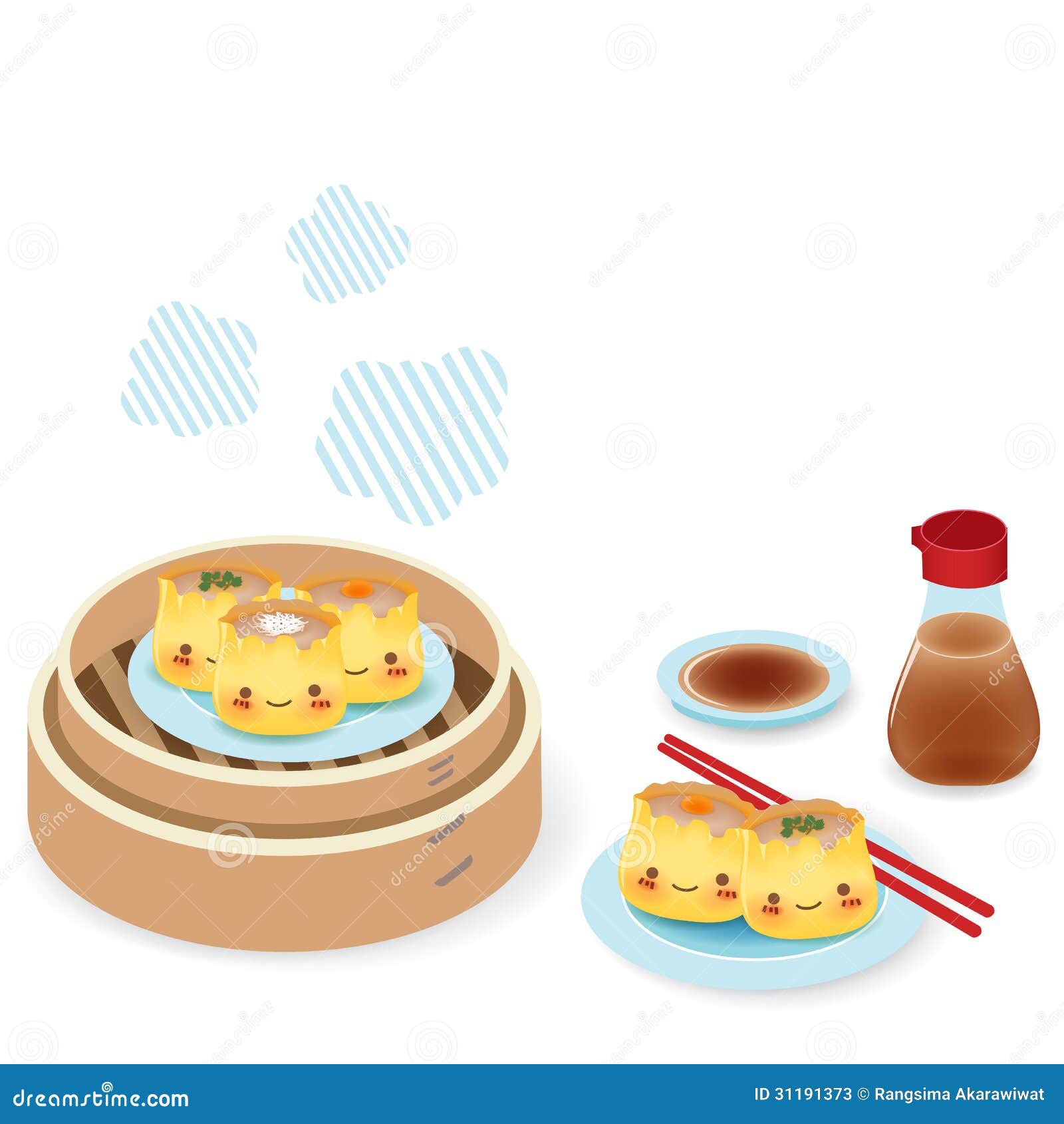 Cute Dim sum stock illustration. Illustration of culture - 31191373