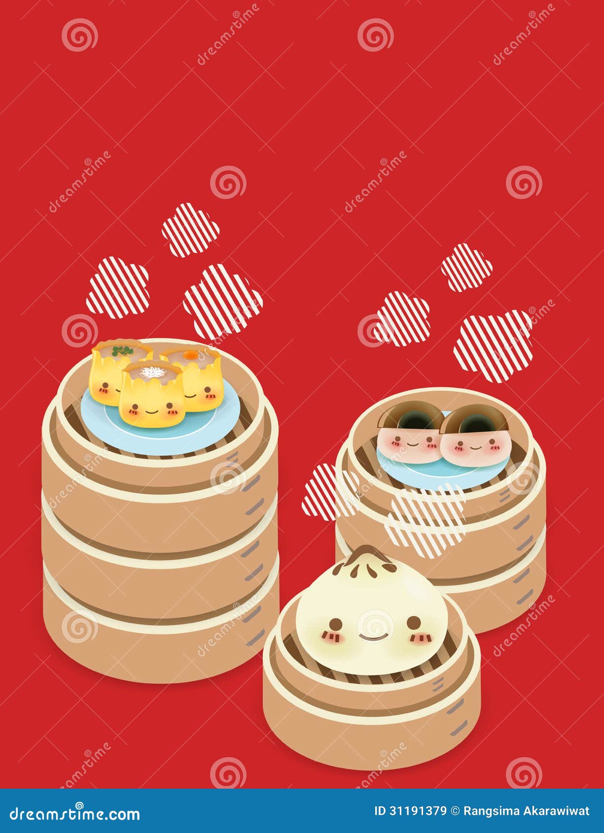 Cute Dim sum stock illustration. Illustration of menu - 31191379