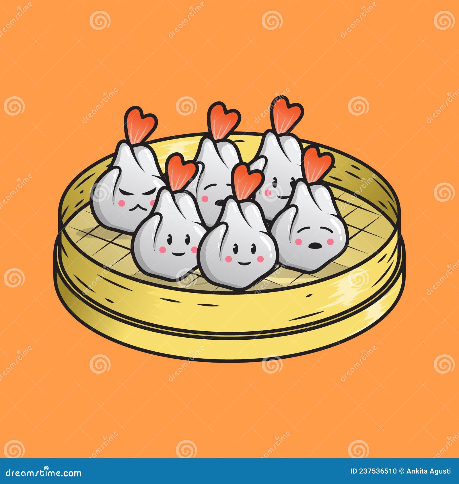 Cute Dim Sum Illustration Vektor Stock Vector - Illustration of cuisine ...