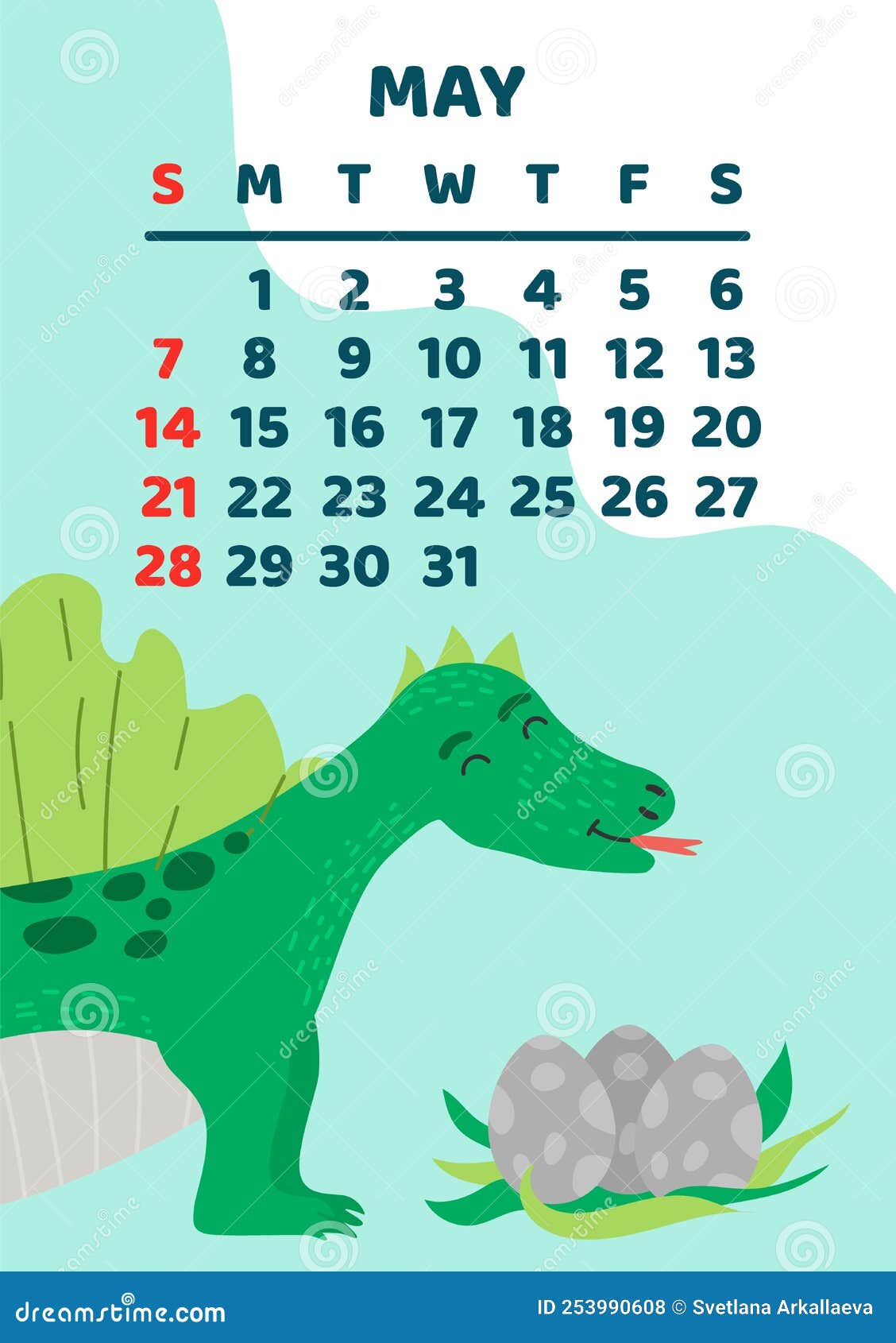Dinosaur Calendar April 2021 Minimalist Royalty-Free Stock Image ...