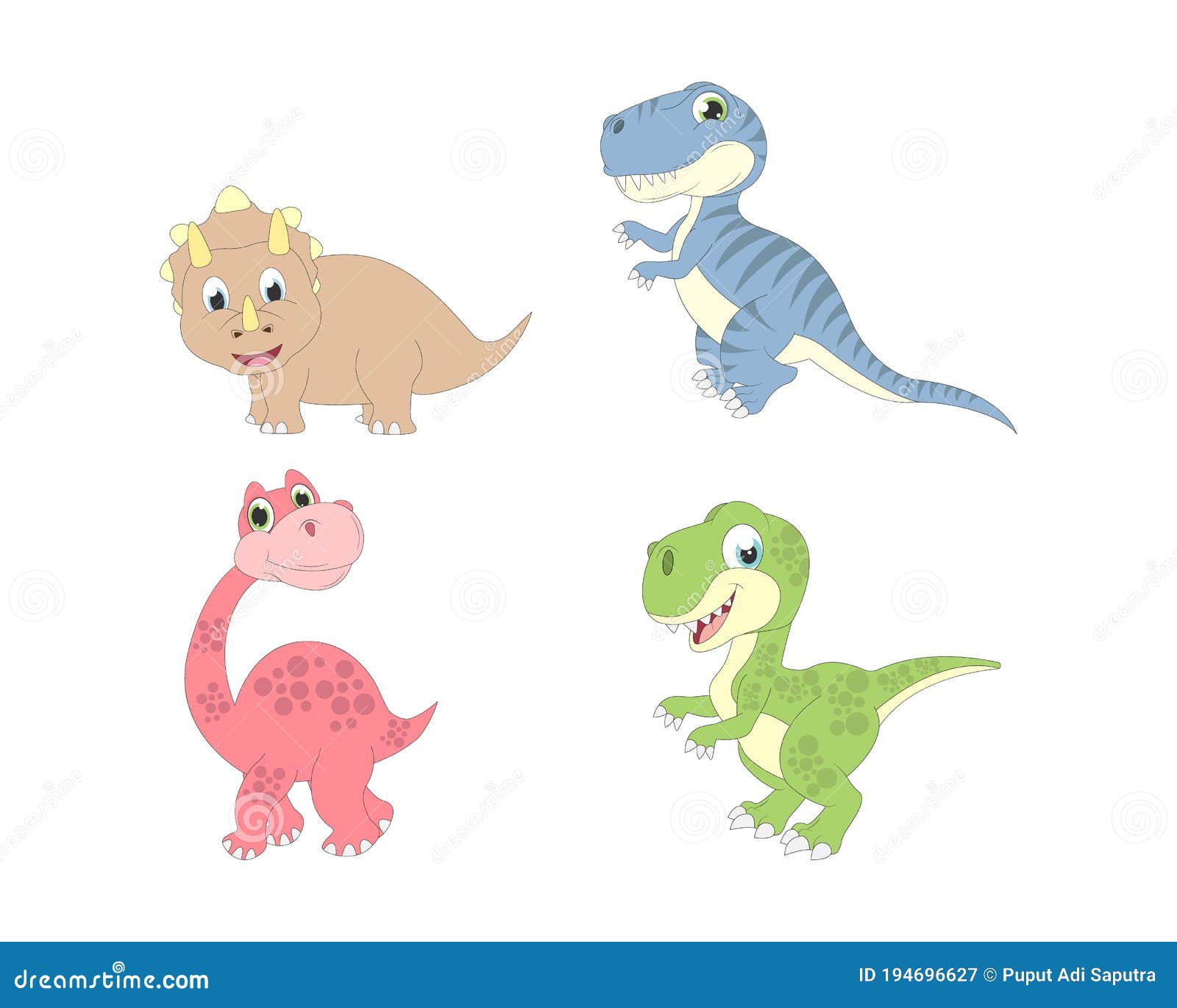 Cute Dinosaur Cartoon Simple Vector Illustration Stock Vector ...