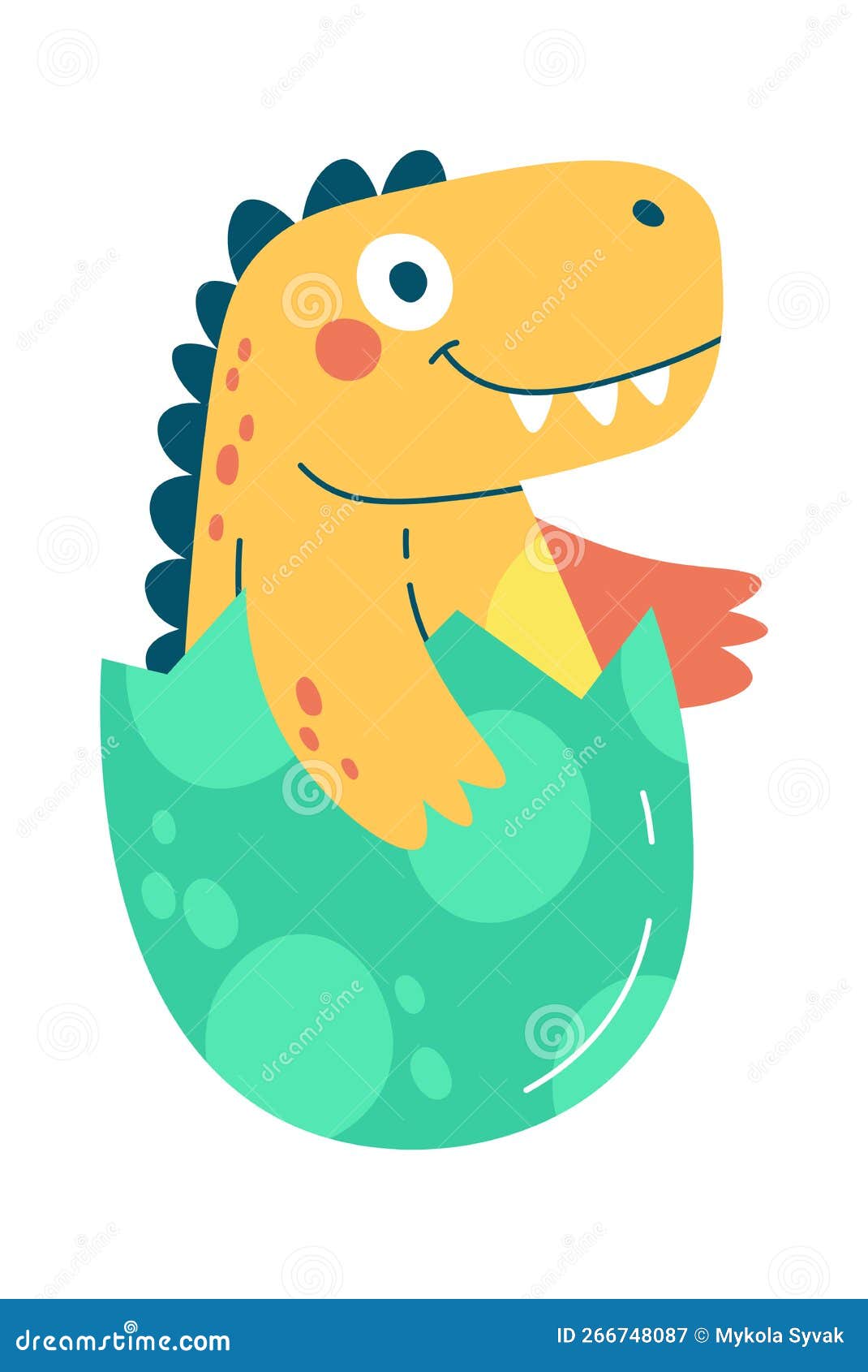 Cute Dinosaur Hatched from Egg Flat Icon Stock Vector - Illustration of ...