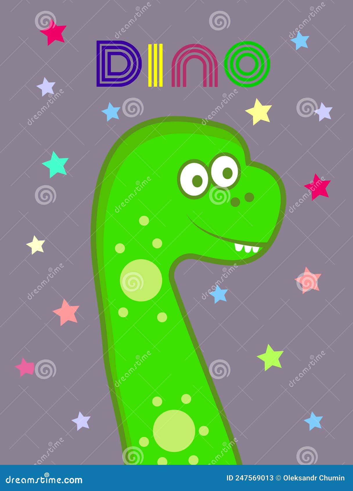 Cute Dinosaur Poster Template For Children Cartoon Vector ...