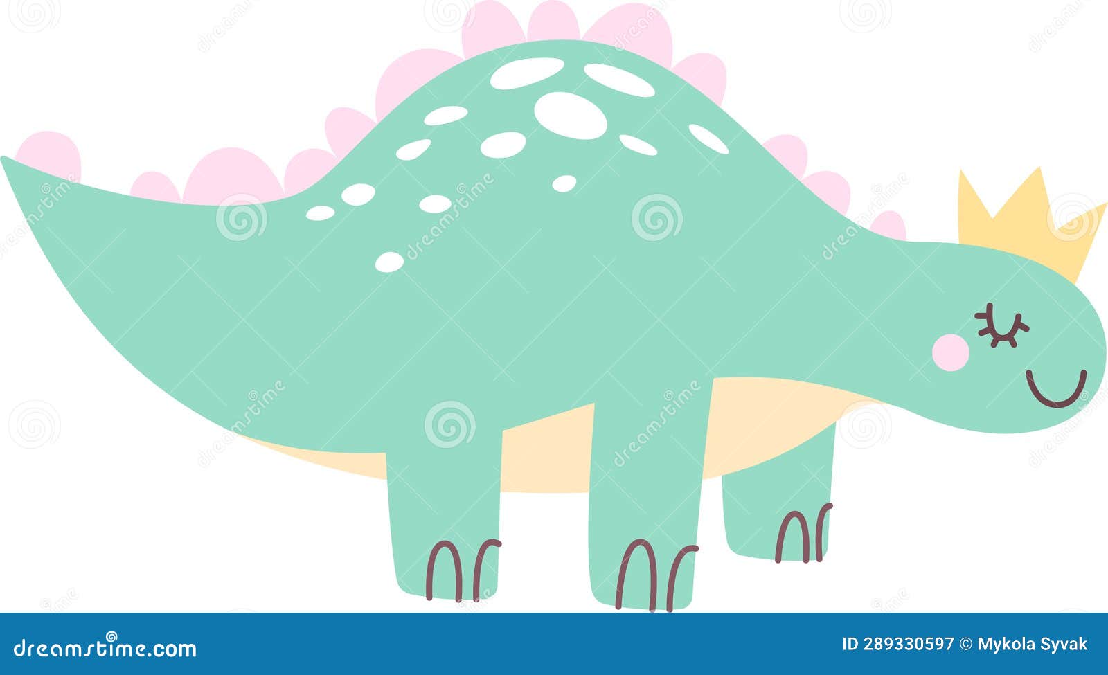 Cute Dinosaur Princess stock vector. Illustration of princess - 289330597