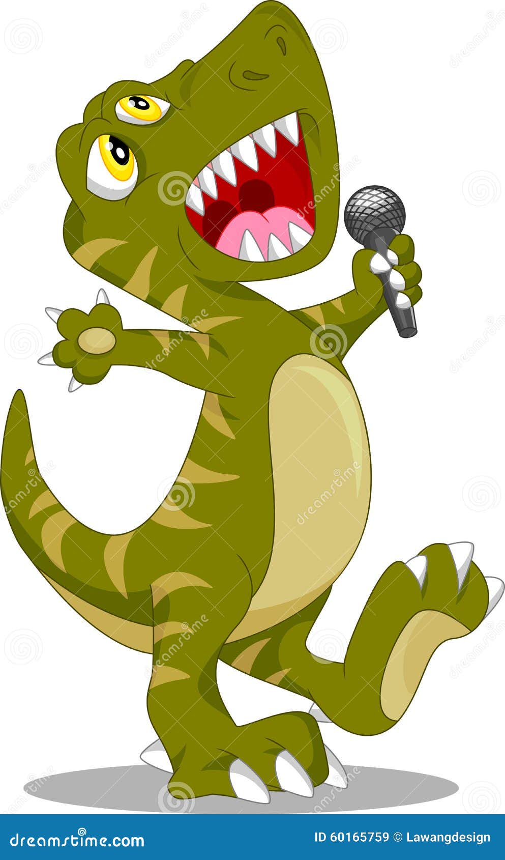 Cute Dinosaur Singing Cartoon Stock Vector - Illustration of jurassic ...