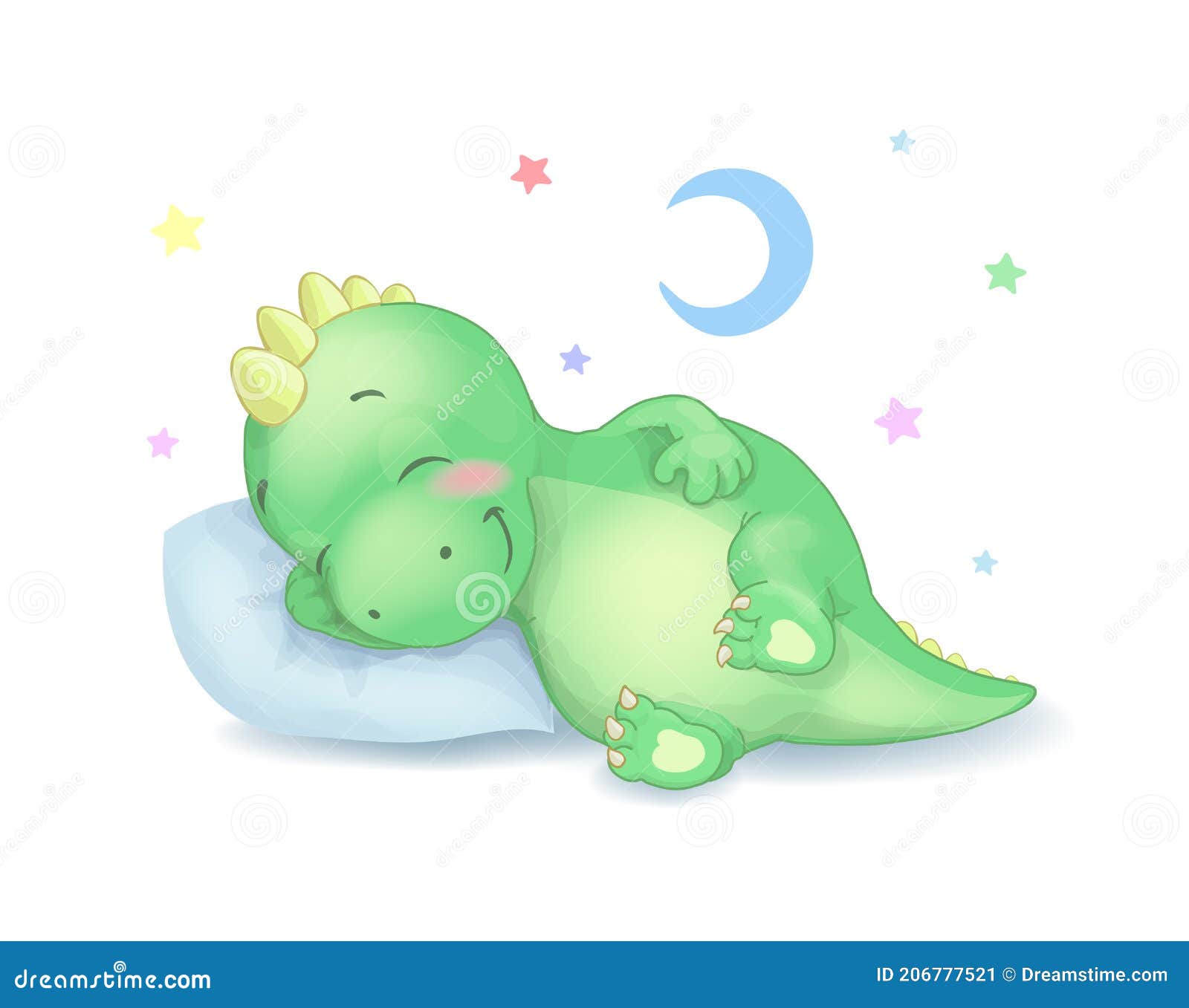 Cute Dinosaur Sleeping Vector Illustration Stock Illustration ...