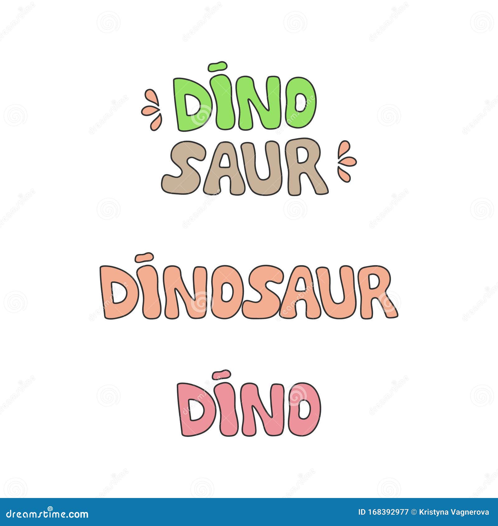 Cute Dinosaur Vector Hand Writings Stock Vector - Illustration of black ...