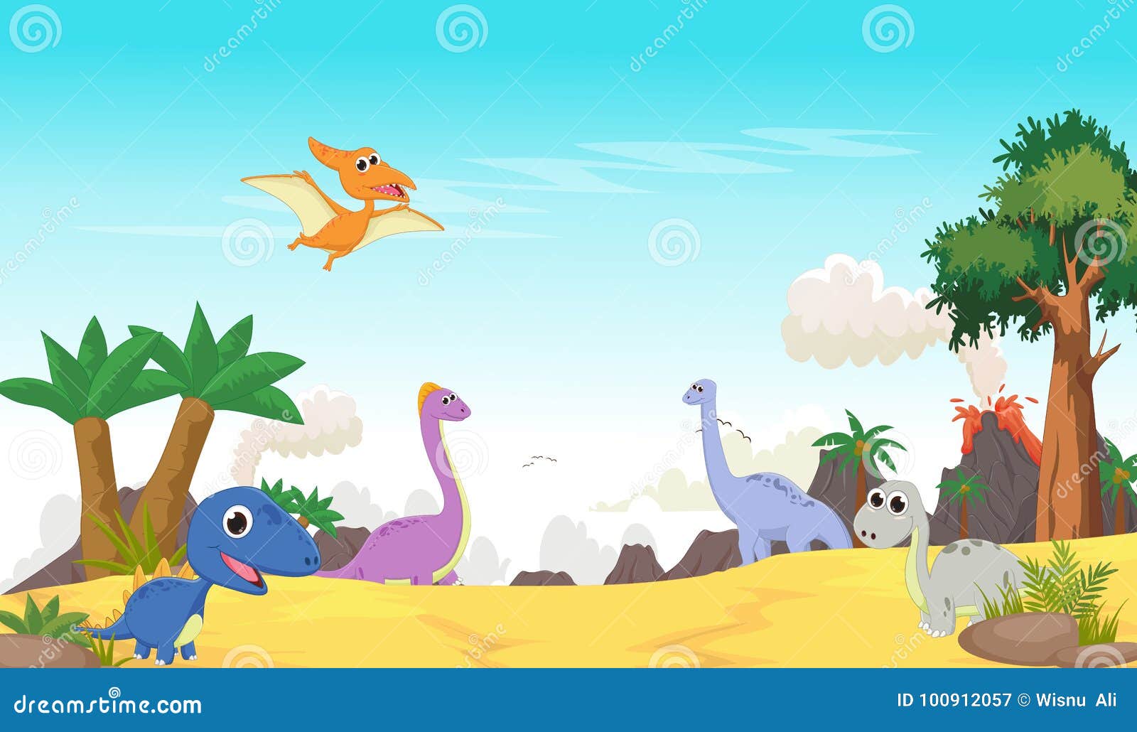 Cartoon Prehistoric Caveman Couple With Cave Background Vector ...