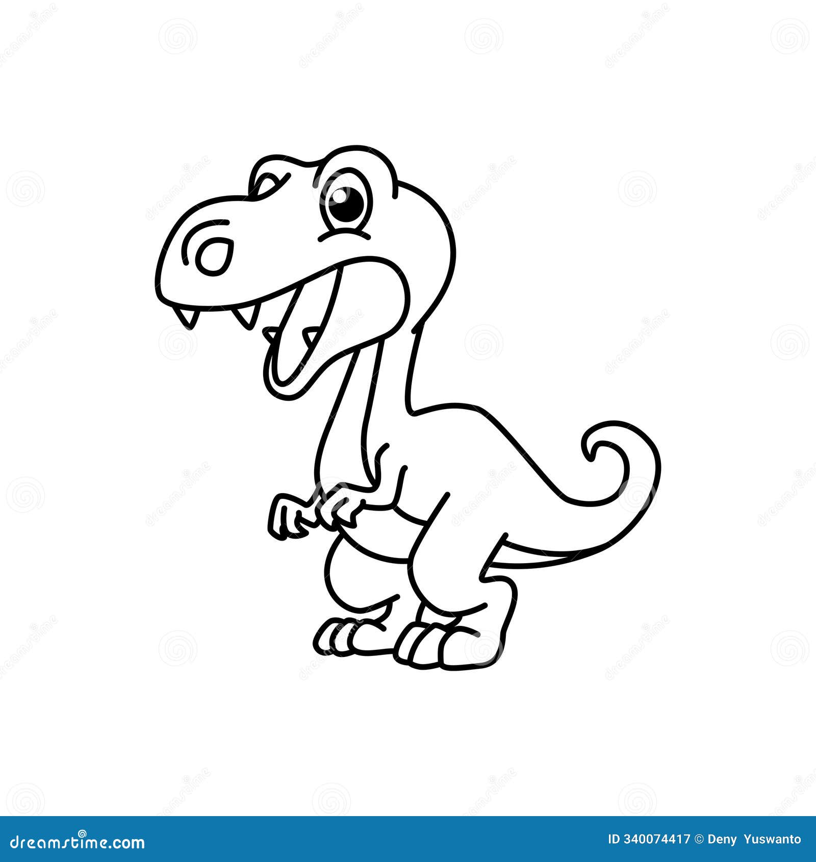 Cute Dinosaurs Characters Vector Illustration. for Kids Coloring Book ...