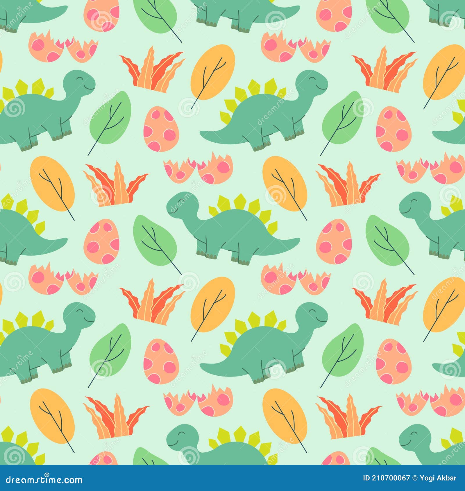 Cute Dinosaurs Pattern Design As Vector. Vector Illustration Seamless ...
