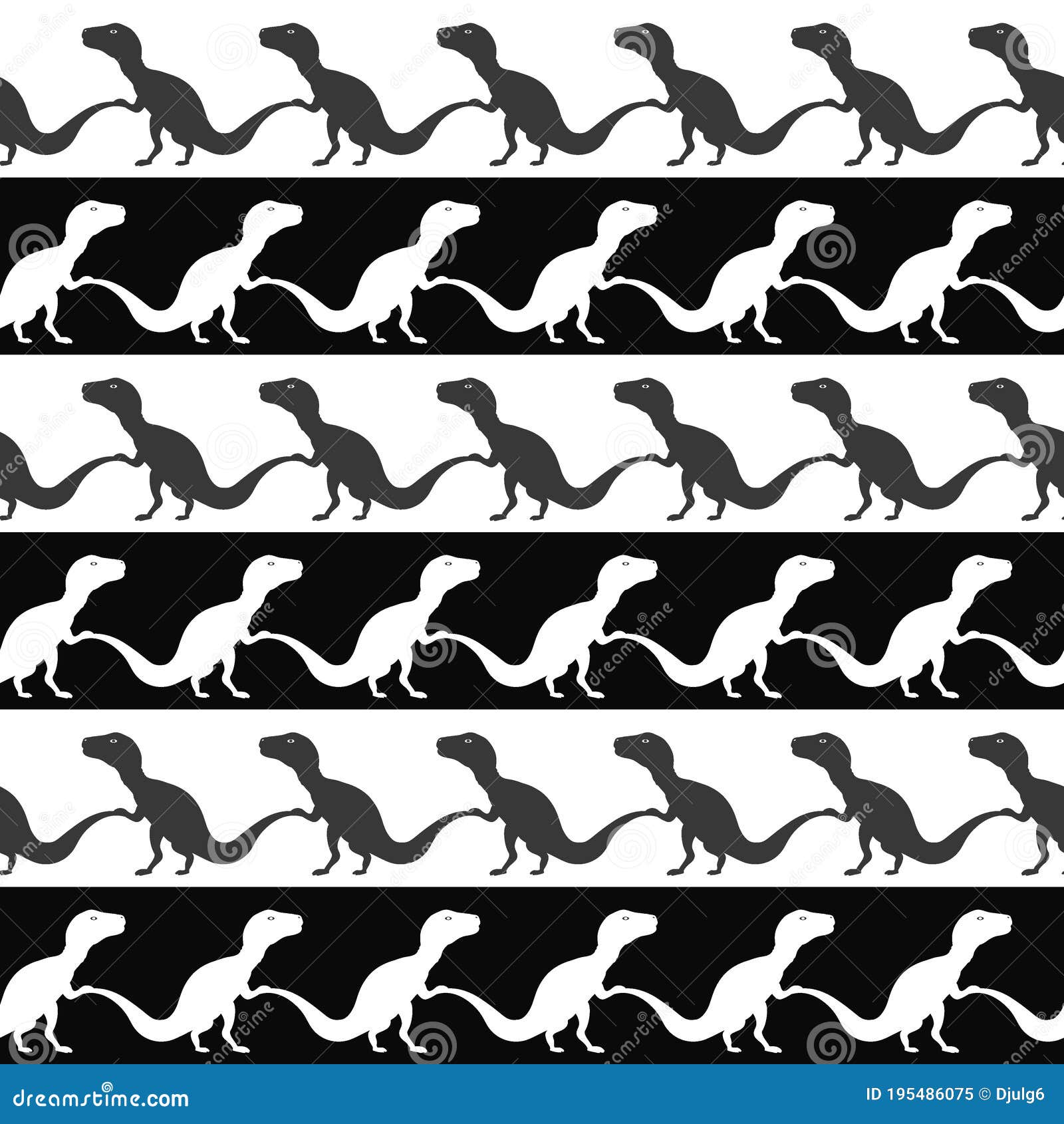 Cute Dinosaurs Vector Seamless Pattern. Silhouette Striped Background ...