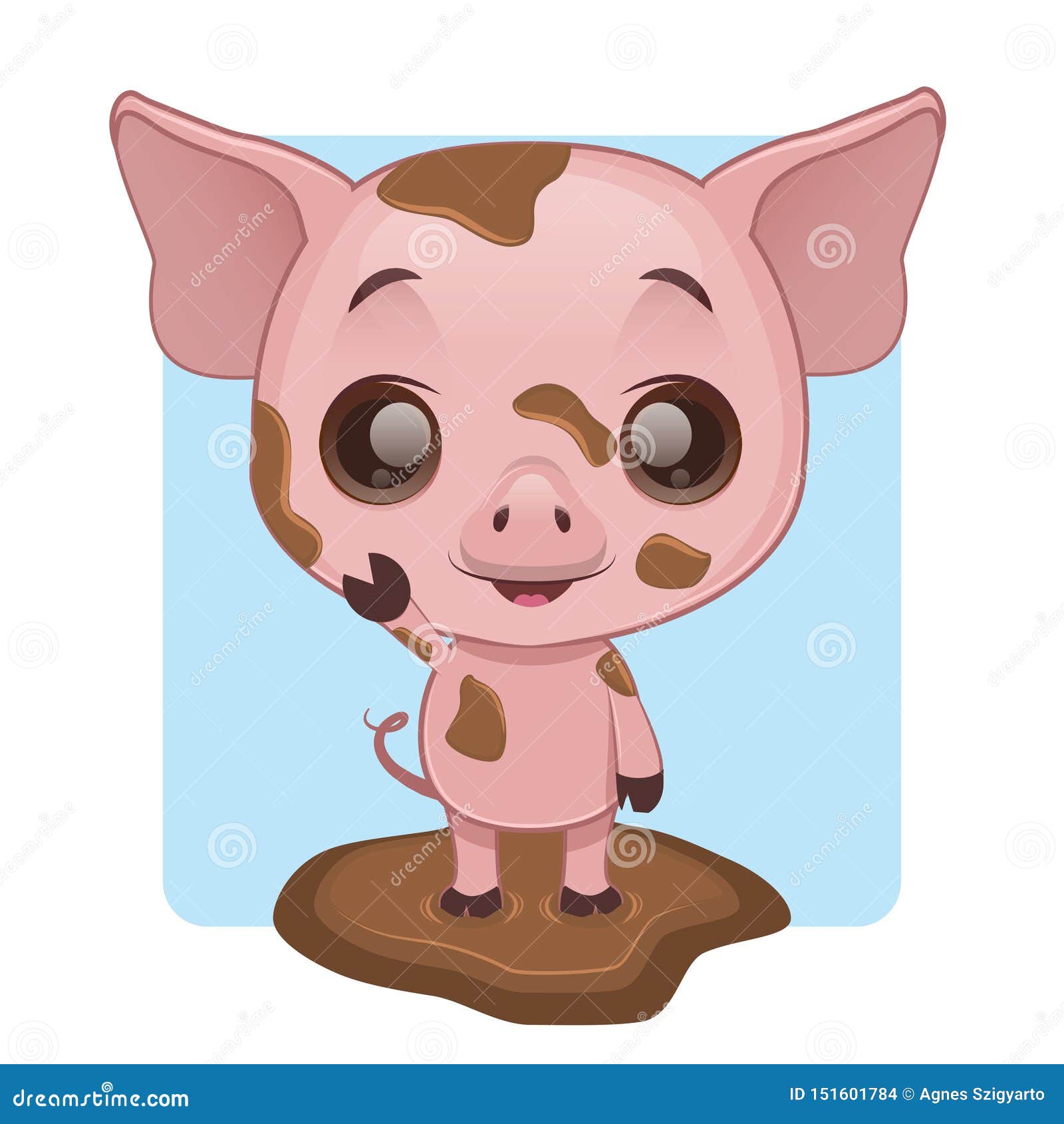 Cute Dirty Pig Standing in a Puddle Stock Vector - Illustration of ...