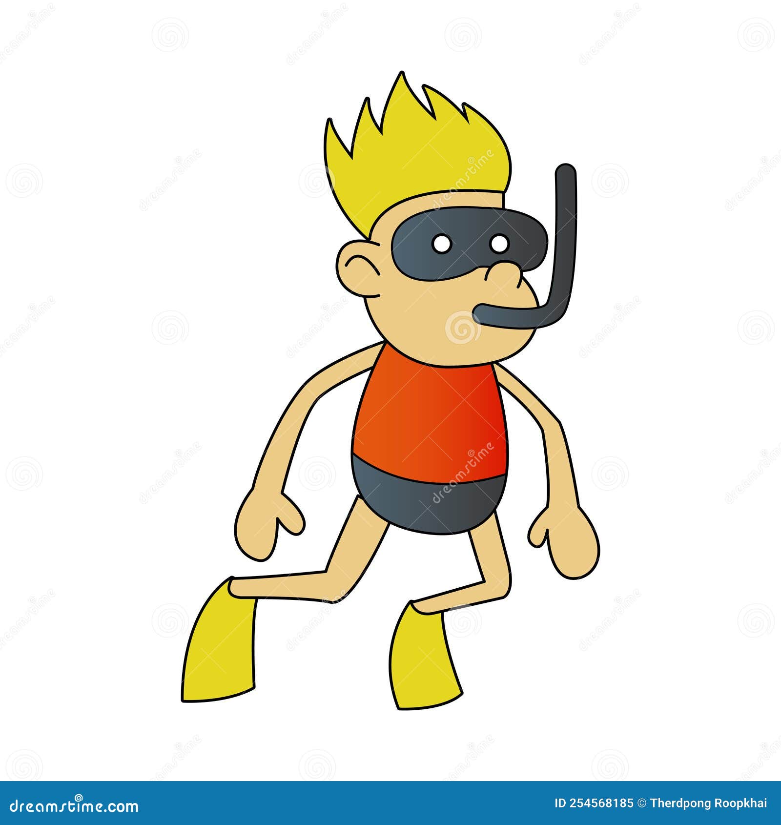 Cute of Diver on Cartoon Version Stock Vector - Illustration of diving ...