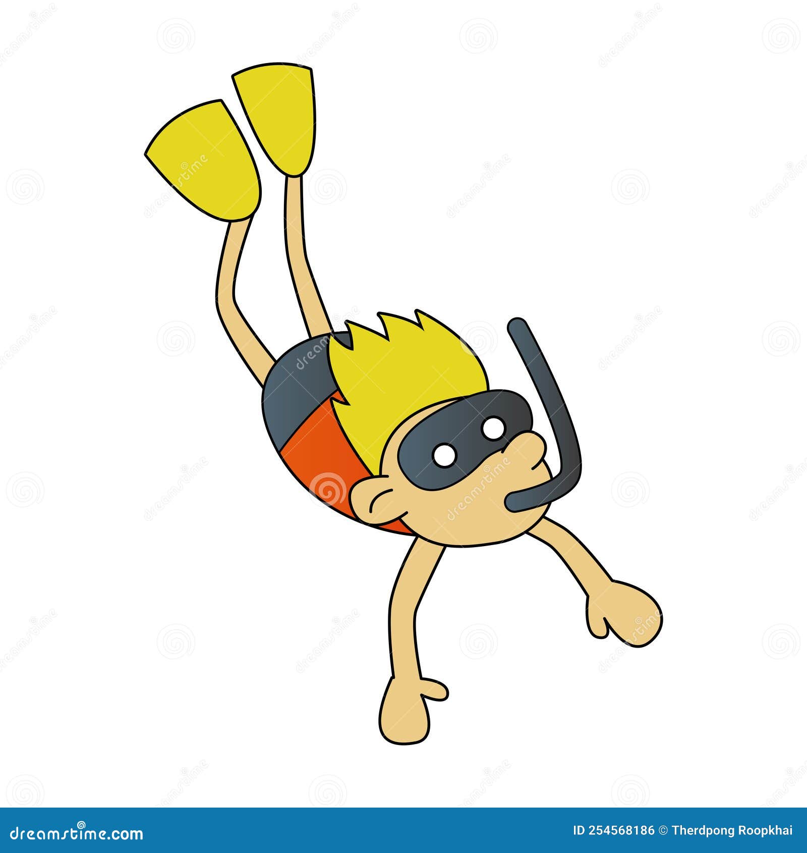 Cute of Diver on Cartoon Version Stock Vector - Illustration of element ...