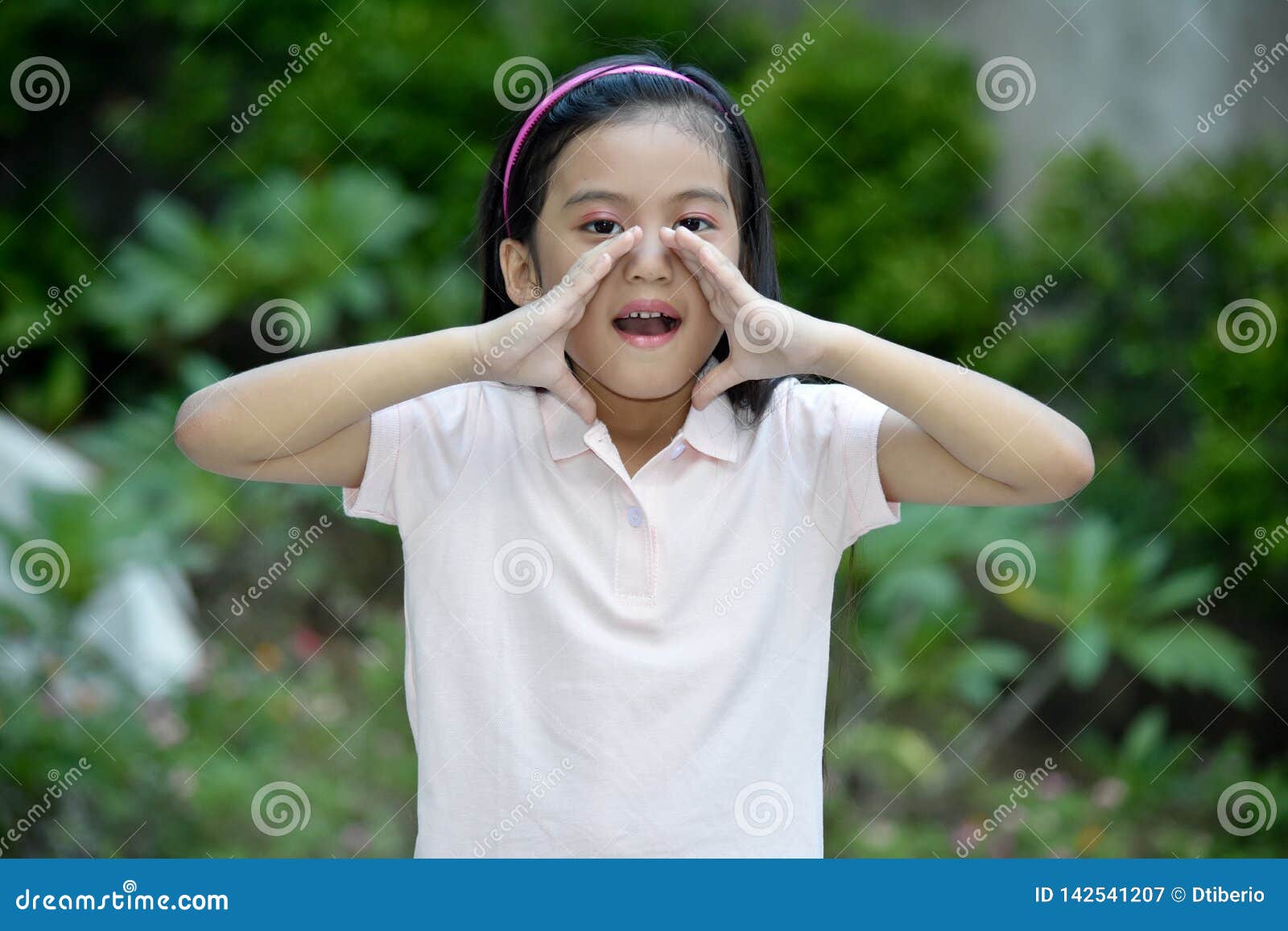 Cute Diverse Girl Shouting stock image. Image of young - 142541207