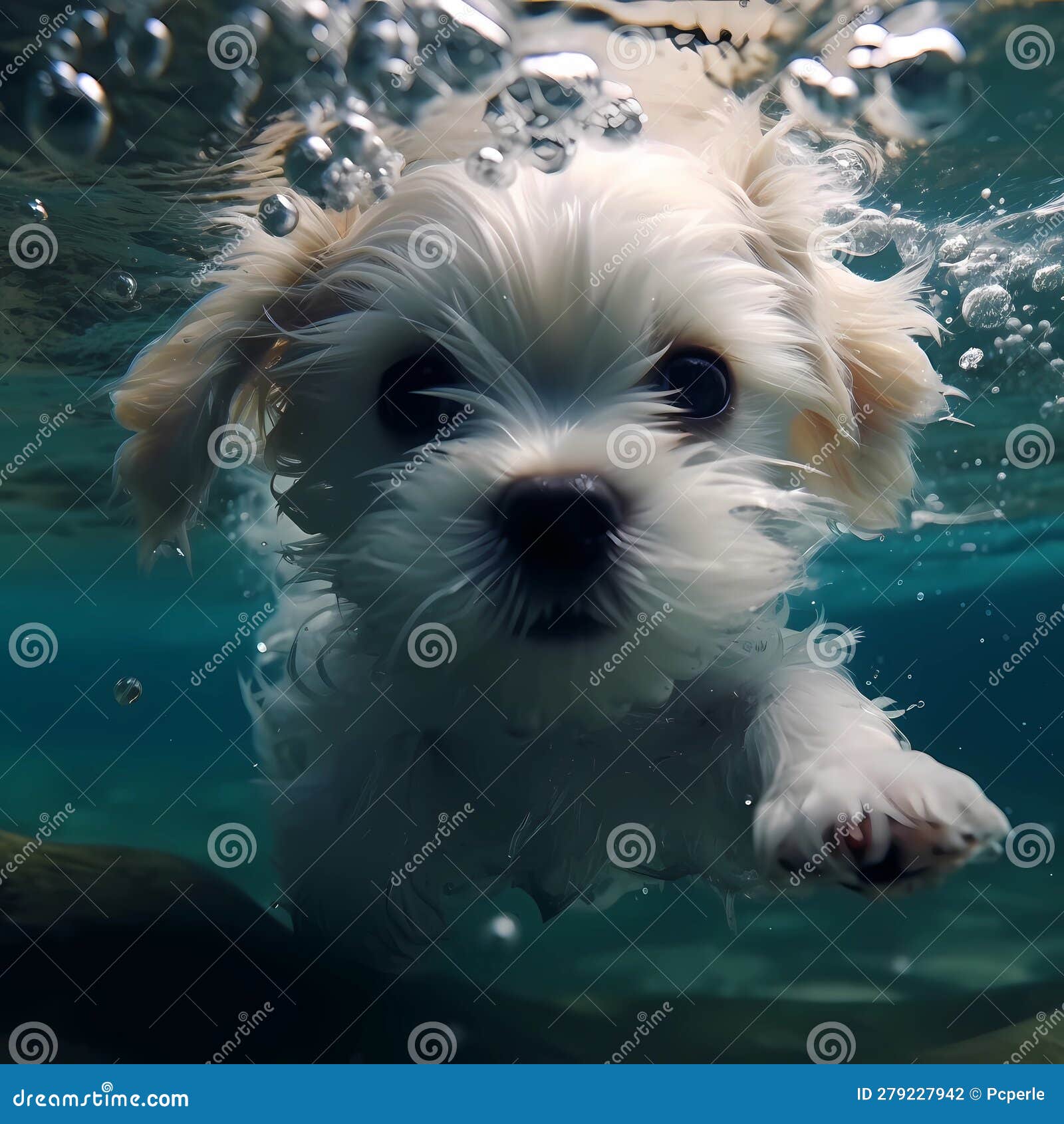 Diving Maltese Dog. Generative AI Stock Photo - Image of puppy, dive ...