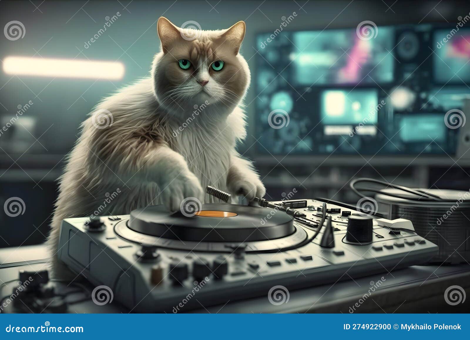 Cute Dj Cat. Neural Network AI Generated Stock Illustration ...