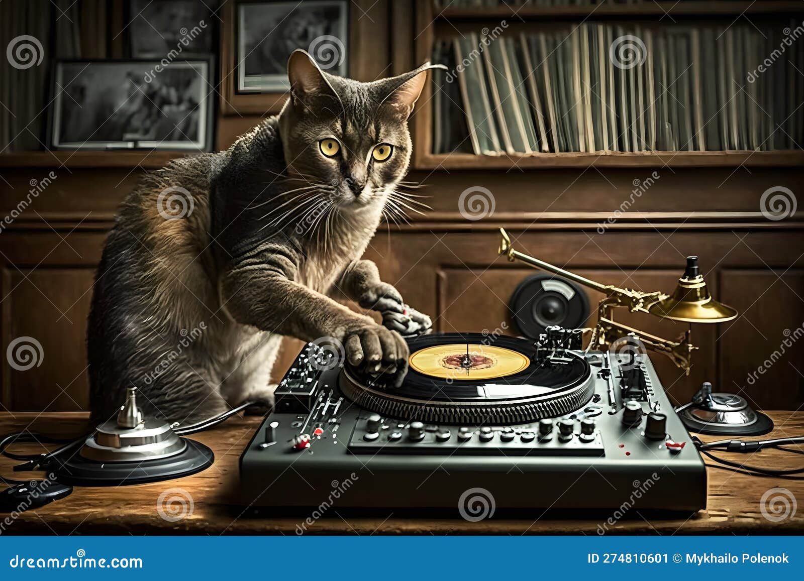 Cute Dj Cat. Neural Network AI Generated Stock Illustration ... Cute Dj Cat. Neural Network AI Generated Stock Illustration ...