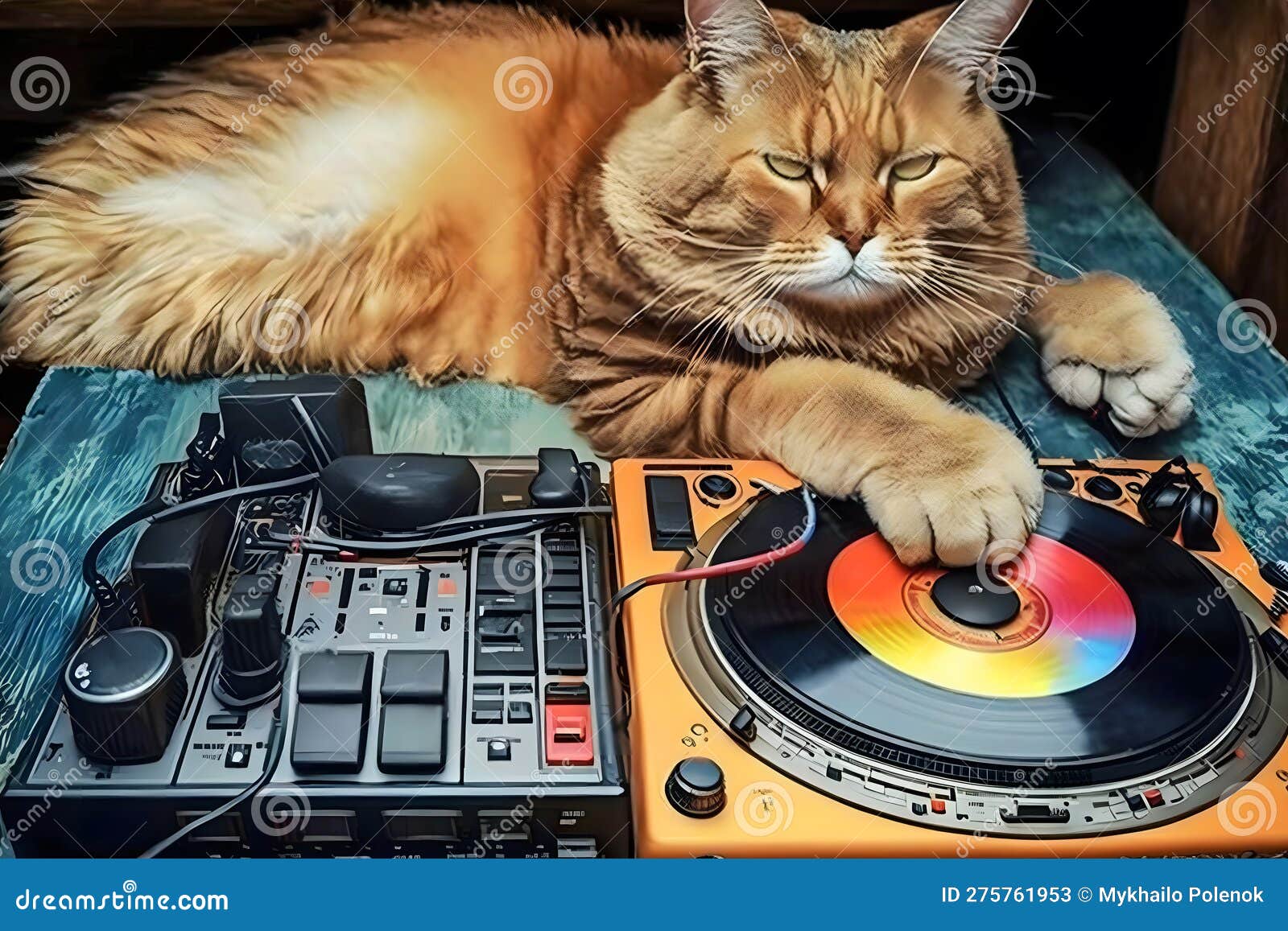 Cute Dj Cat. Neural Network AI Generated Stock Illustration ... Cute Dj Cat. Neural Network AI Generated Stock Illustration ...