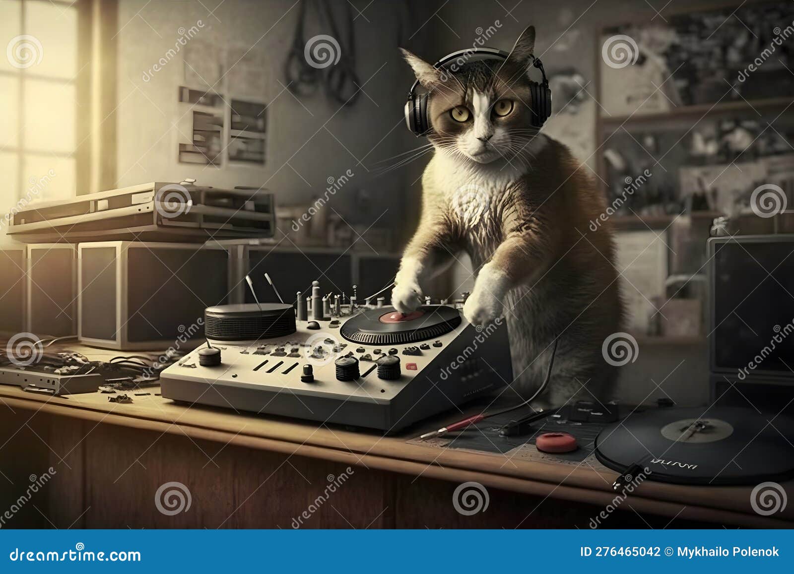 Cute Dj Cat. Neural Network AI Generated Stock Illustration ... Cute Dj Cat. Neural Network AI Generated Stock Illustration ...