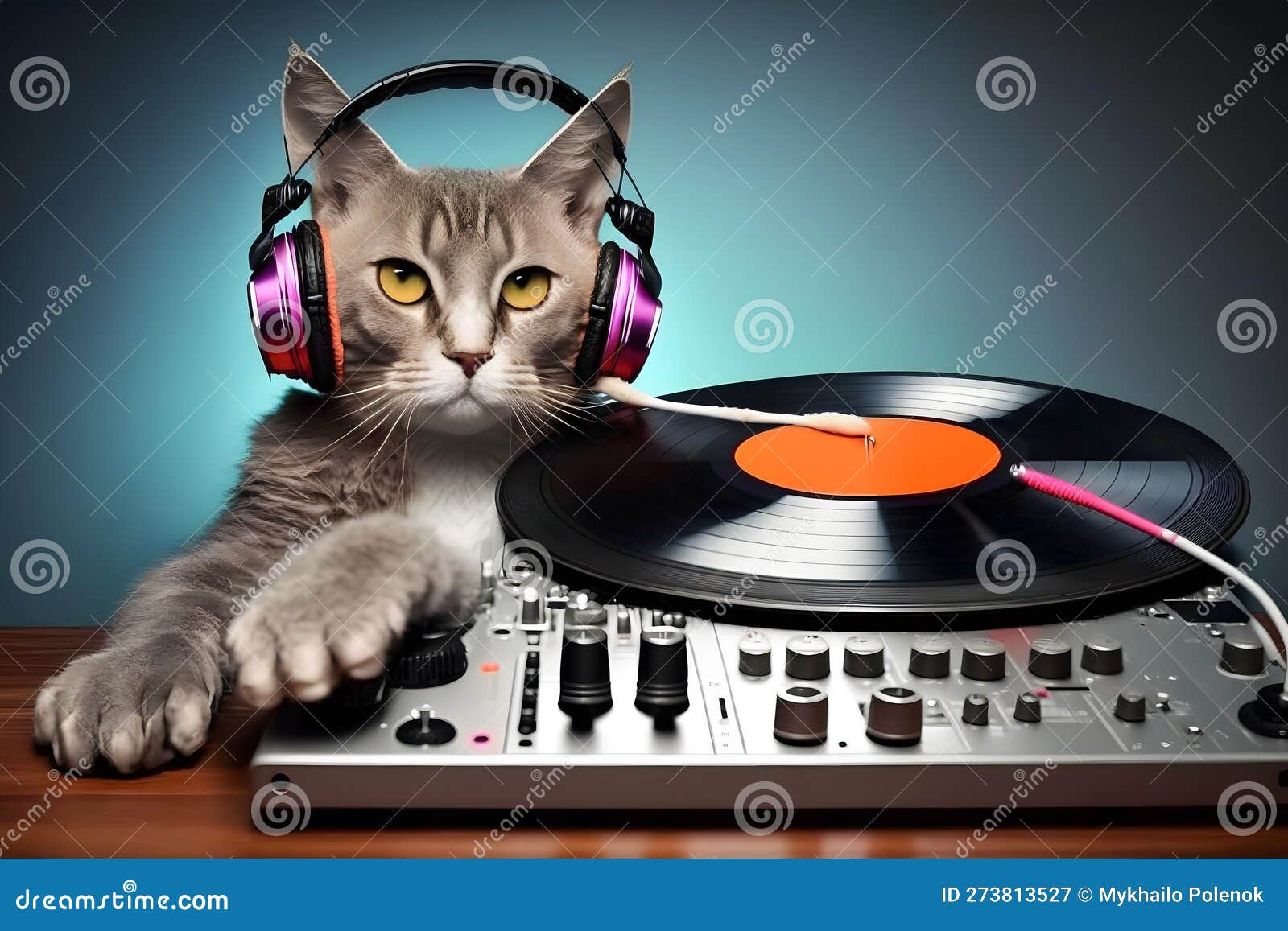 Cute Dj Cat. Neural Network AI Generated Stock Illustration ... Cute Dj Cat. Neural Network AI Generated Stock Illustration ...