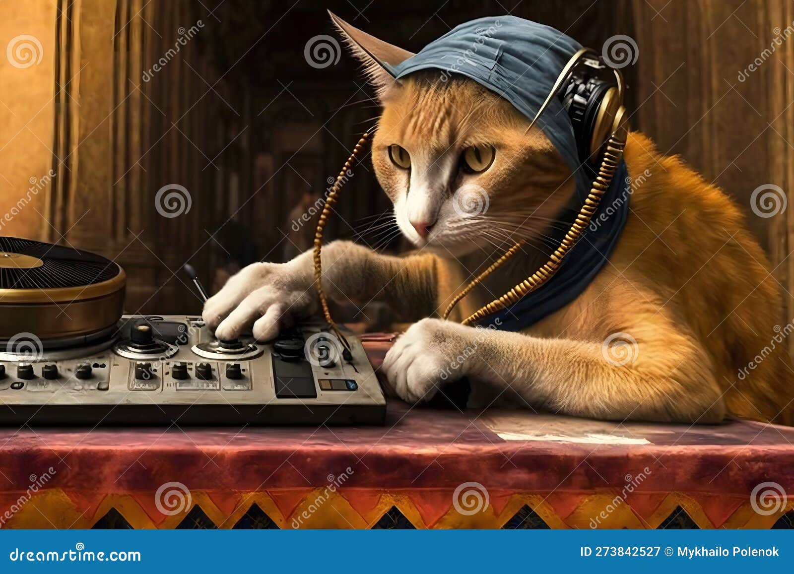 Cute Dj Cat. Neural Network AI Generated Stock Illustration ... Cute Dj Cat. Neural Network AI Generated Stock Illustration ...