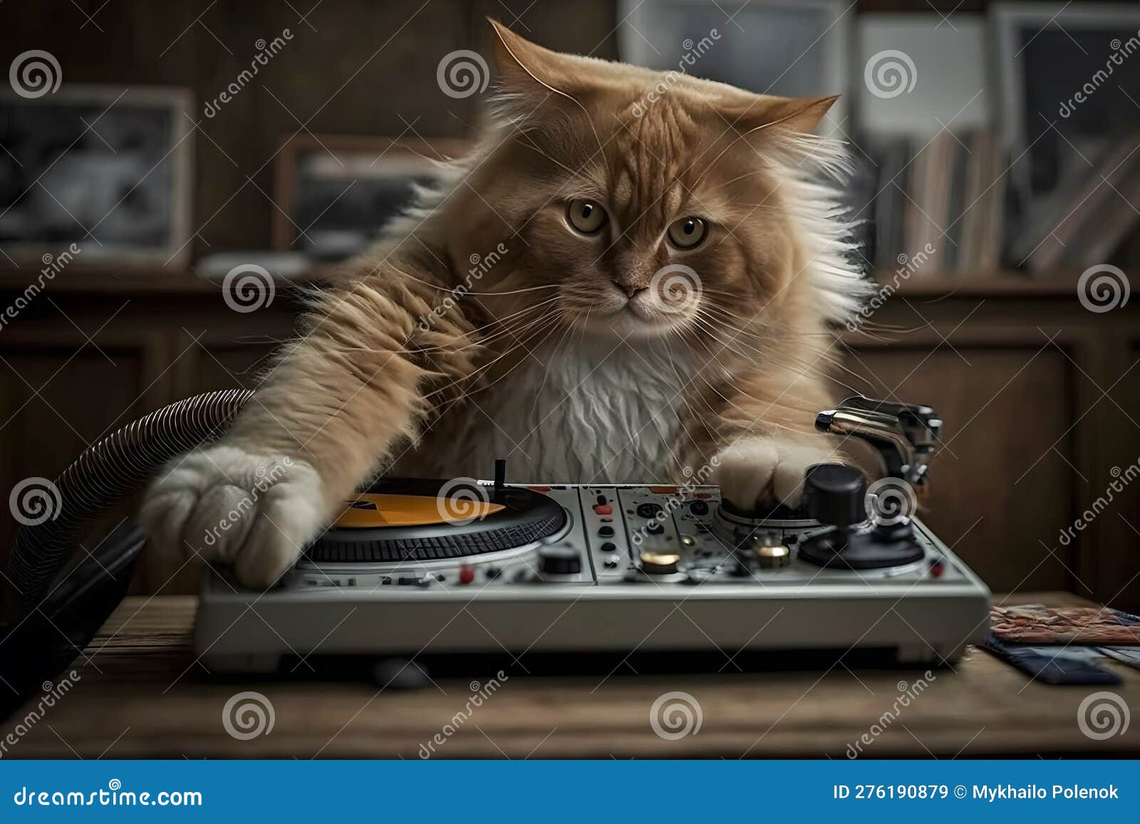 Cute Dj Cat. Neural Network AI Generated Stock Illustration ... Cute Dj Cat. Neural Network AI Generated Stock Illustration ...