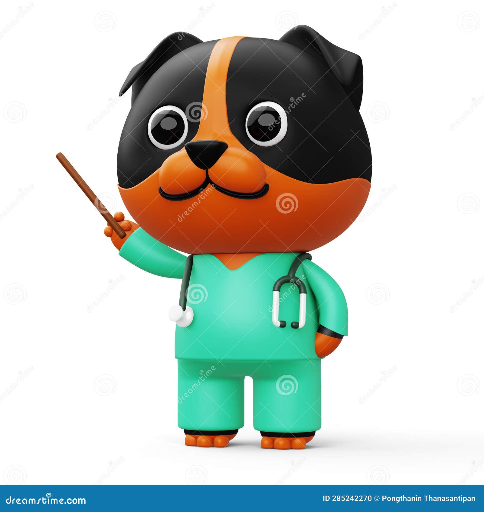 Cute Doctor Dog, 3d Cartoon Dog Character, 3d Rendering Stock ...