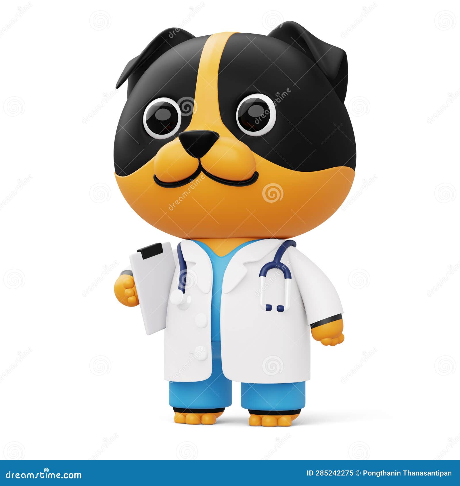 Cute Doctor Dog, 3d Cartoon Dog Character, 3d Rendering Stock ...