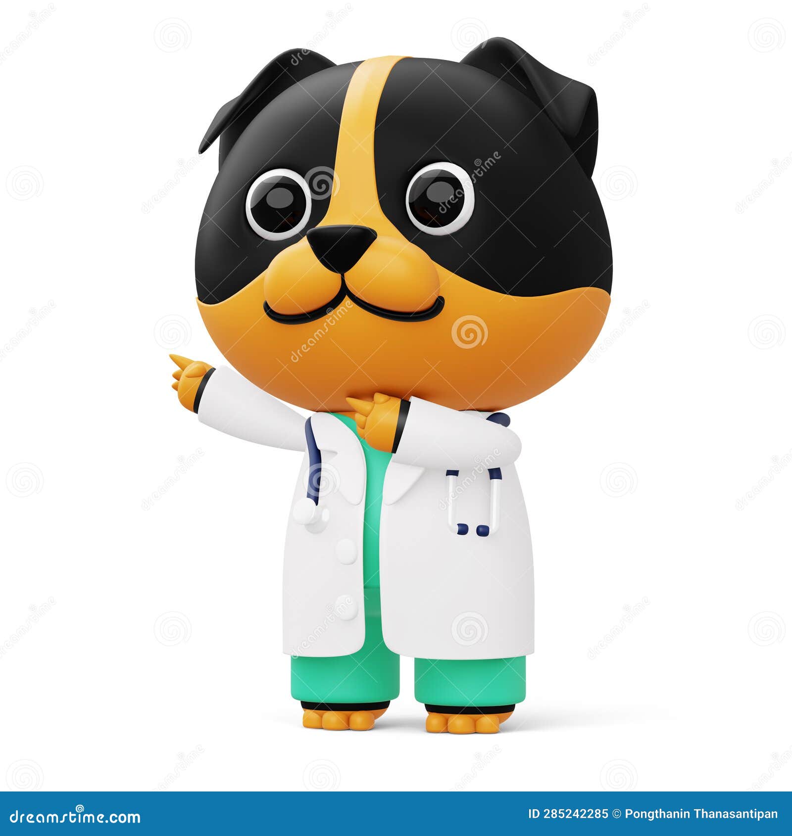 Cute Doctor Dog, 3d Cartoon Dog Character, 3d Rendering Stock ...