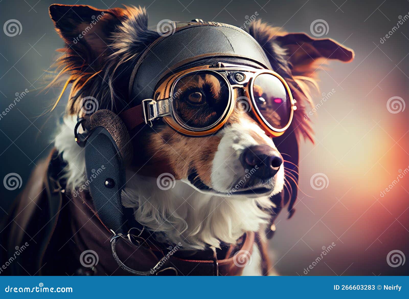 Cute dog in aviator suit stock illustration. Illustration of animal ...
