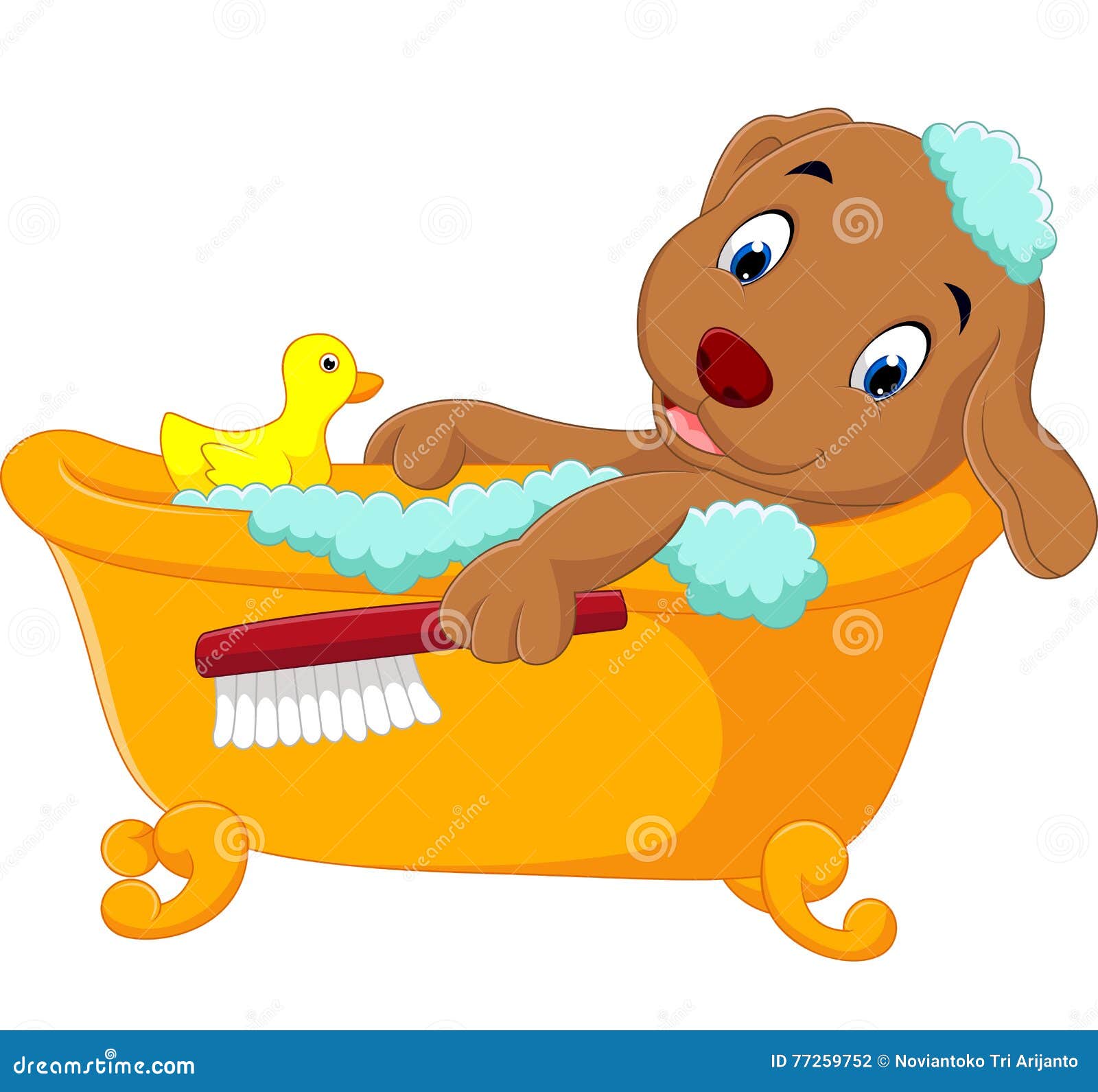 Cute dog bathing time stock vector. Illustration of domestic - 77259752