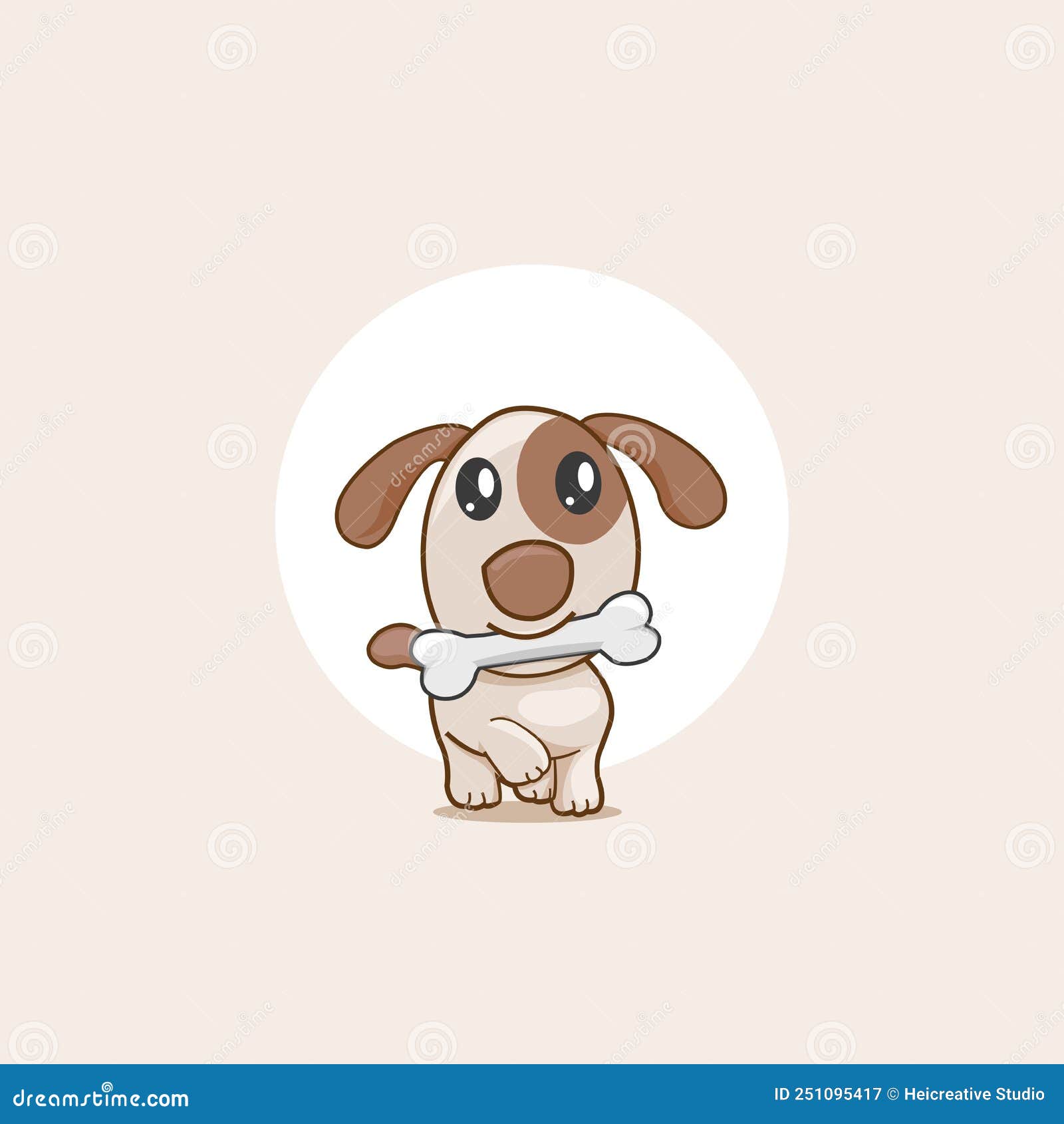 Cute Dog Bites Bones Illustration Vector Stock Vector - Illustration of ...