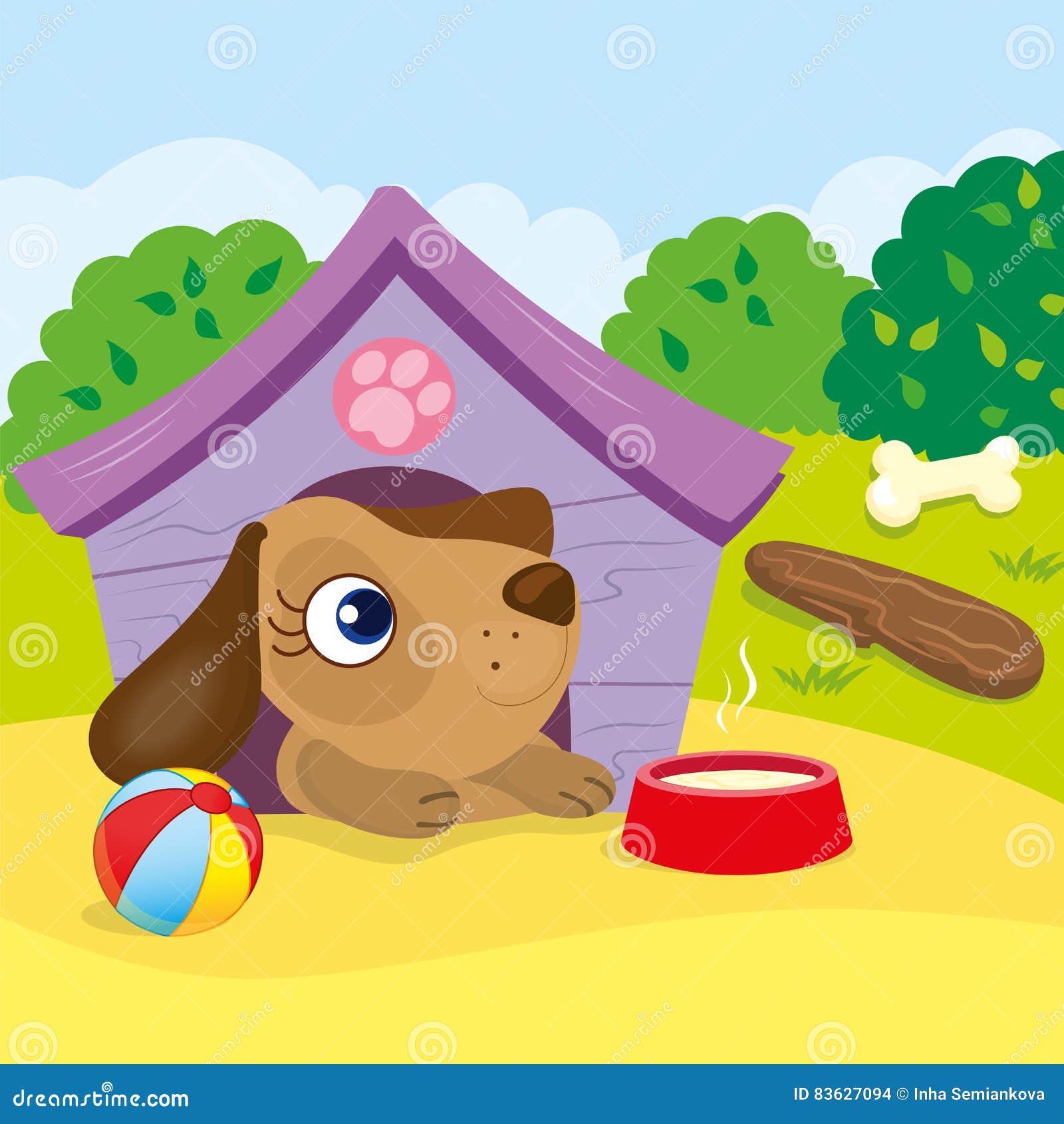 Cute Dog in the Booth stock vector. Illustration of vector - 83627094