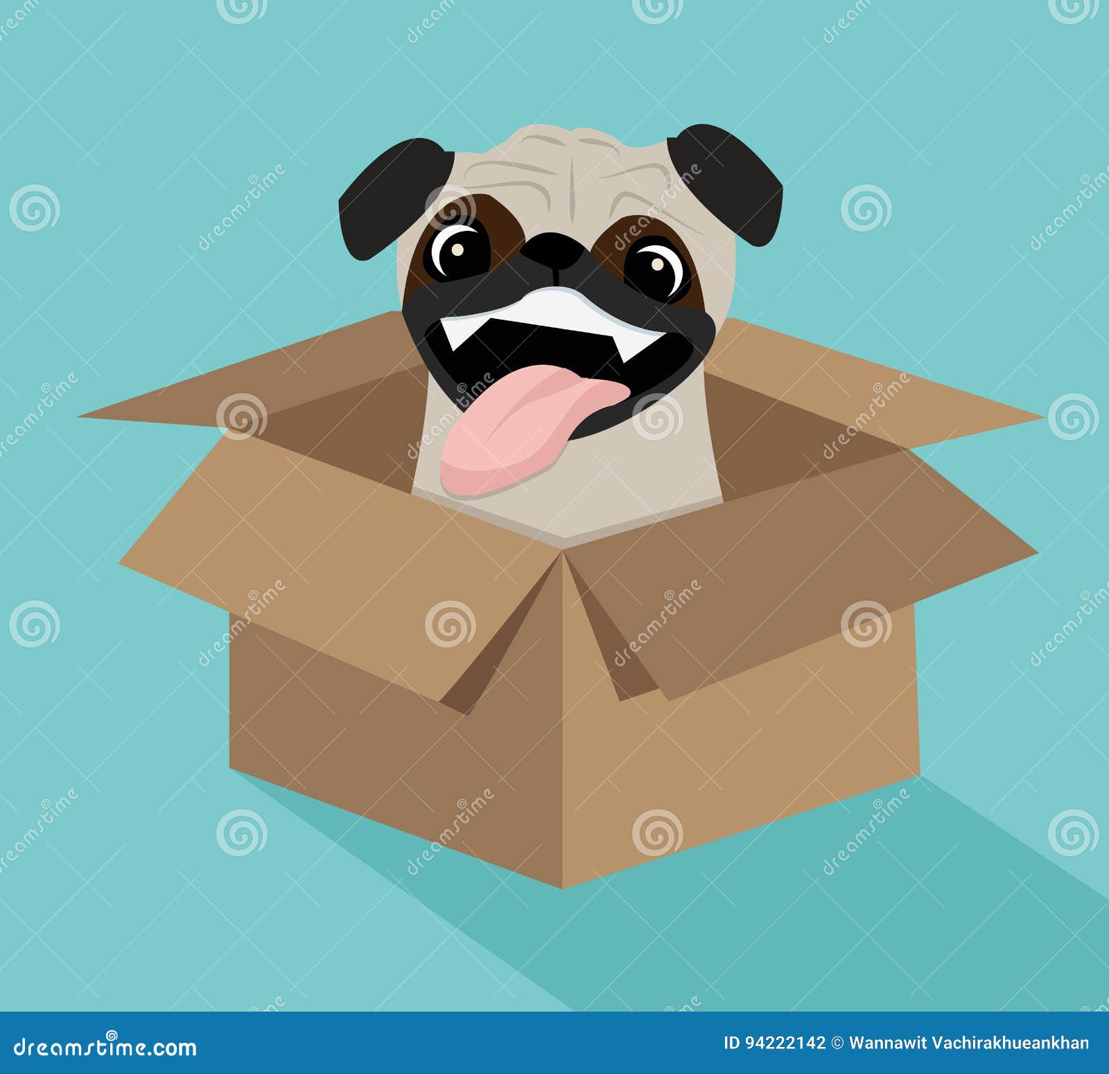 Cute dog in the box stock vector. Illustration of cute - 94222142
