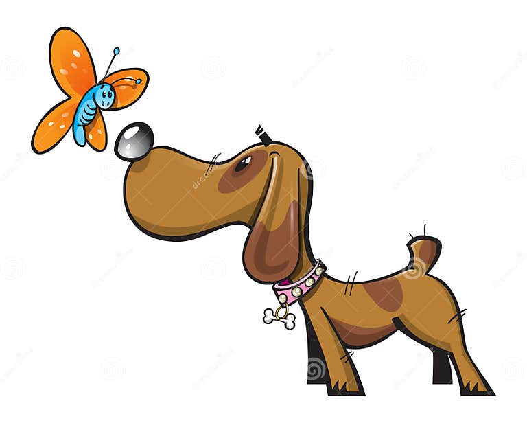 Cute dog and butterfly stock vector. Illustration of animal - 15640570